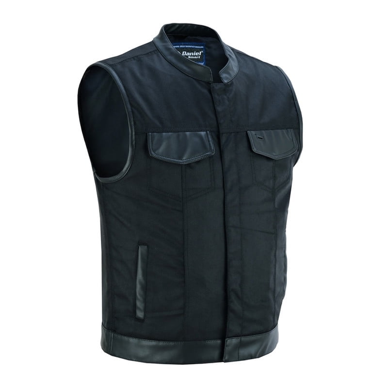 Daniel Smart XS to 12XL Motorcycle Textile Vest for Men with Leather ...