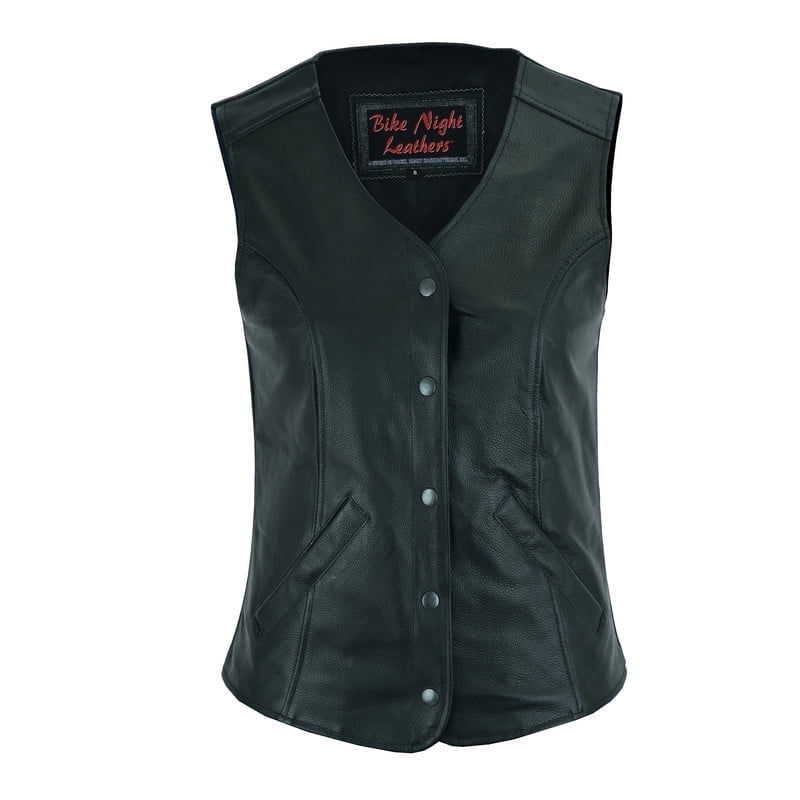 Daniel Smart XS to 5XL Motorcycle Leather Vest for Women Open Neck ...