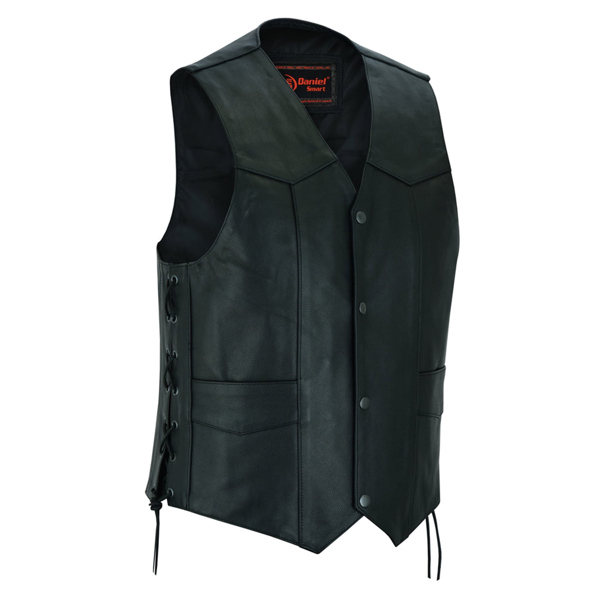 Daniel Smart XS to 9XL Sleeveless Men Black Leather Cowhide Biker Vest ...