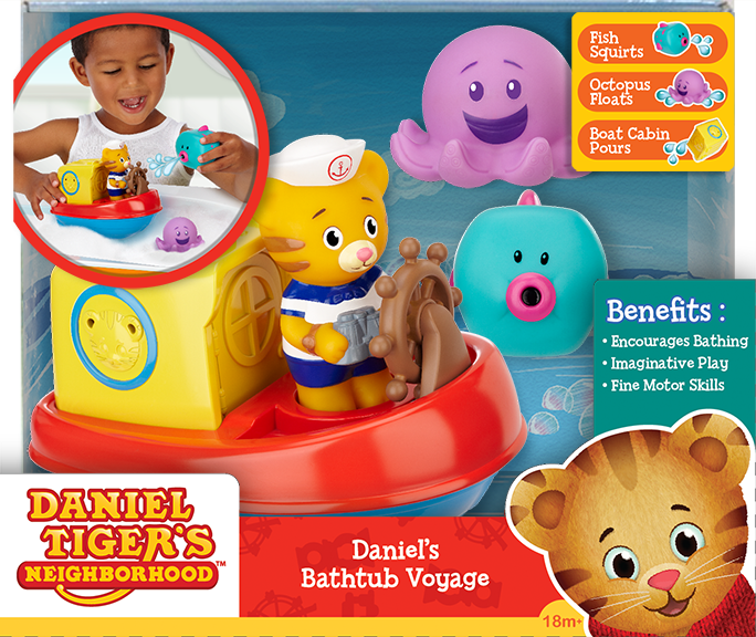 Daniel Tiger's Neighborhood 6 Piece Bath Tub Adventure Boat Playset ...