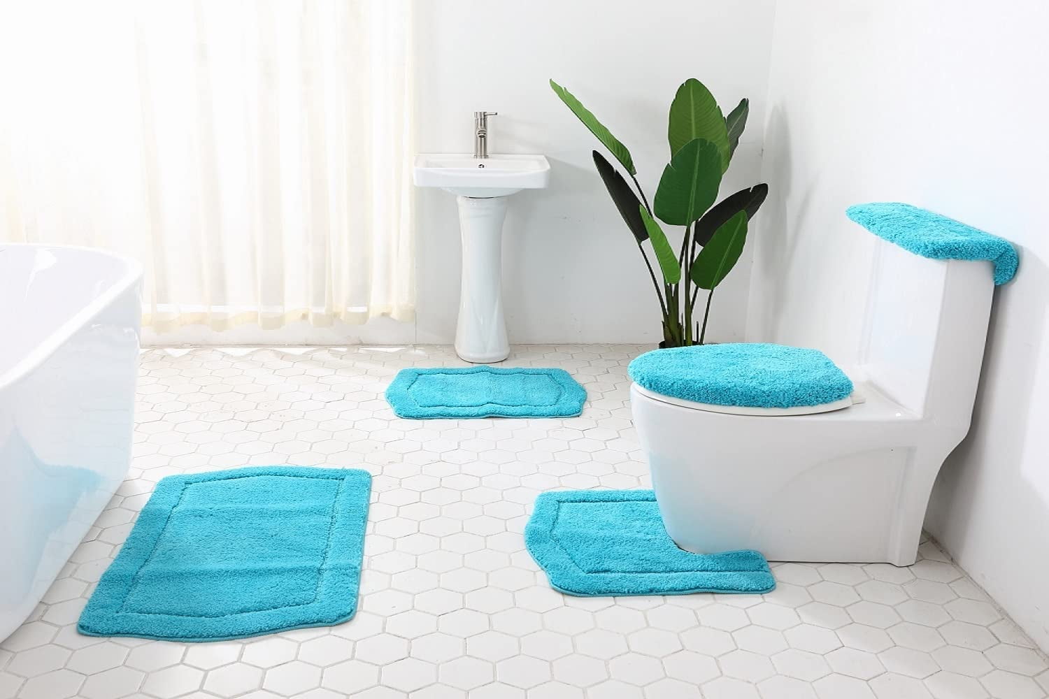 Daniel's Bath & Byound 5 Piece Bath Rug Vintage Collection, Aqua ...
