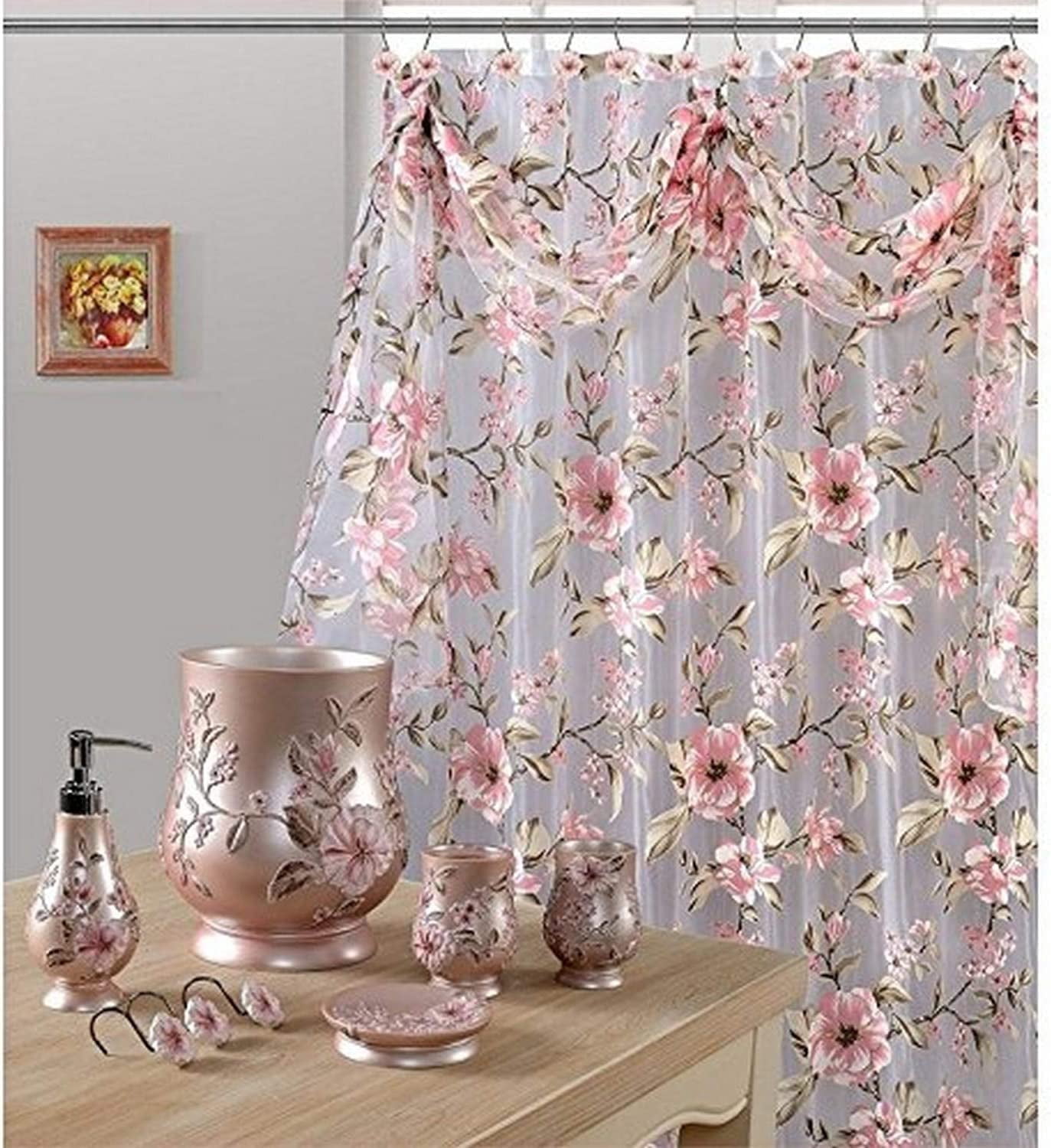 Daniel's Bath & Byound Pink Melrose Fabric Decor Shower Curtain ...