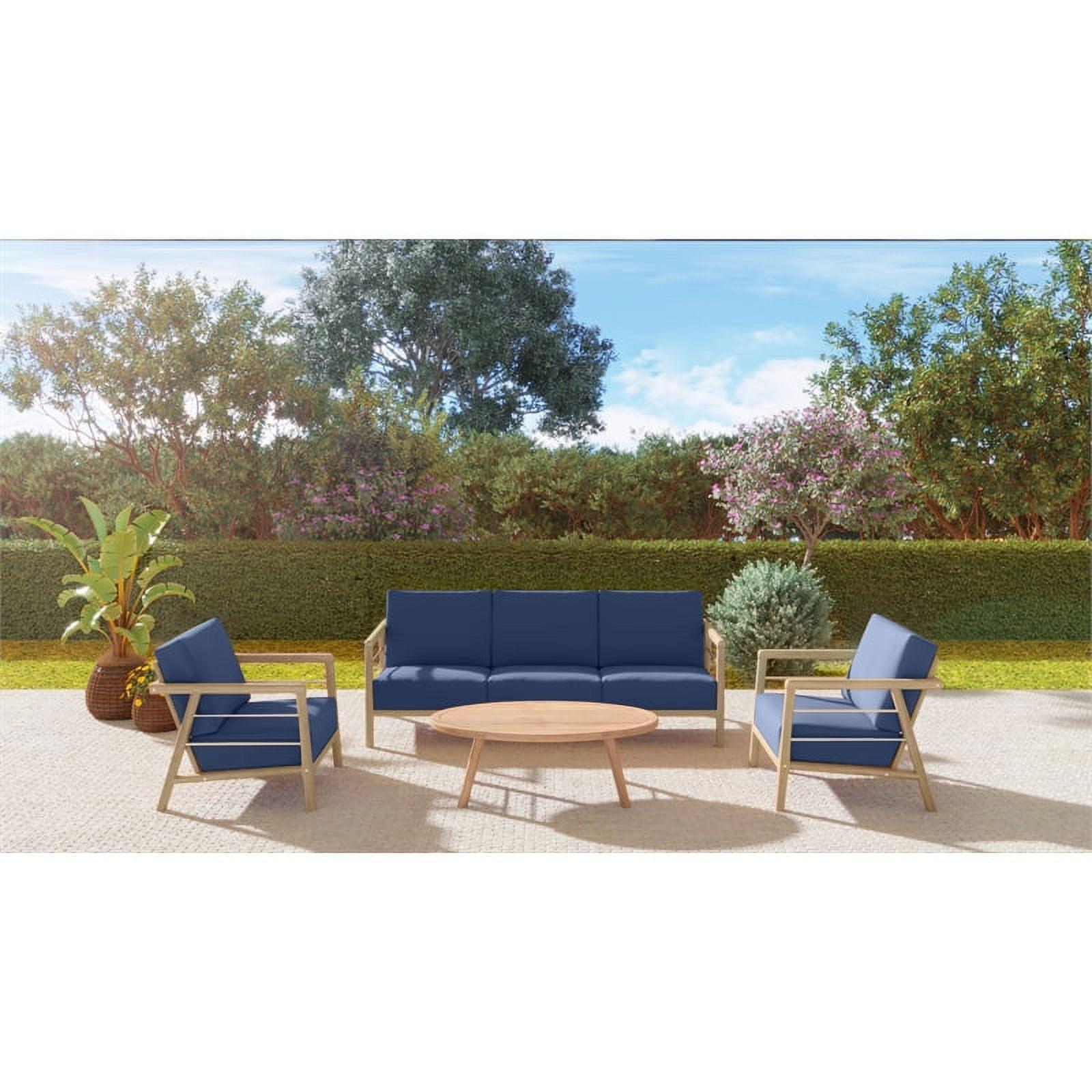Gustaf 4 Piece Teak Outdoor Patio Seating Set