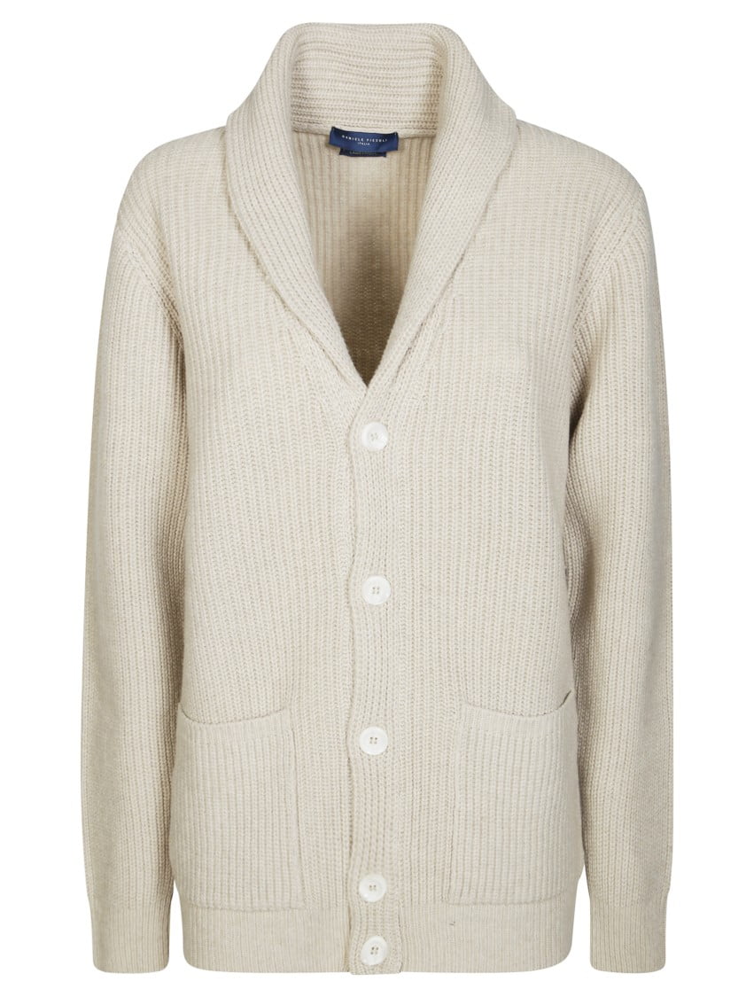 Daniele Fiesoli Chunky Ribbed Knit Cardigan With Shawl Collar And ...