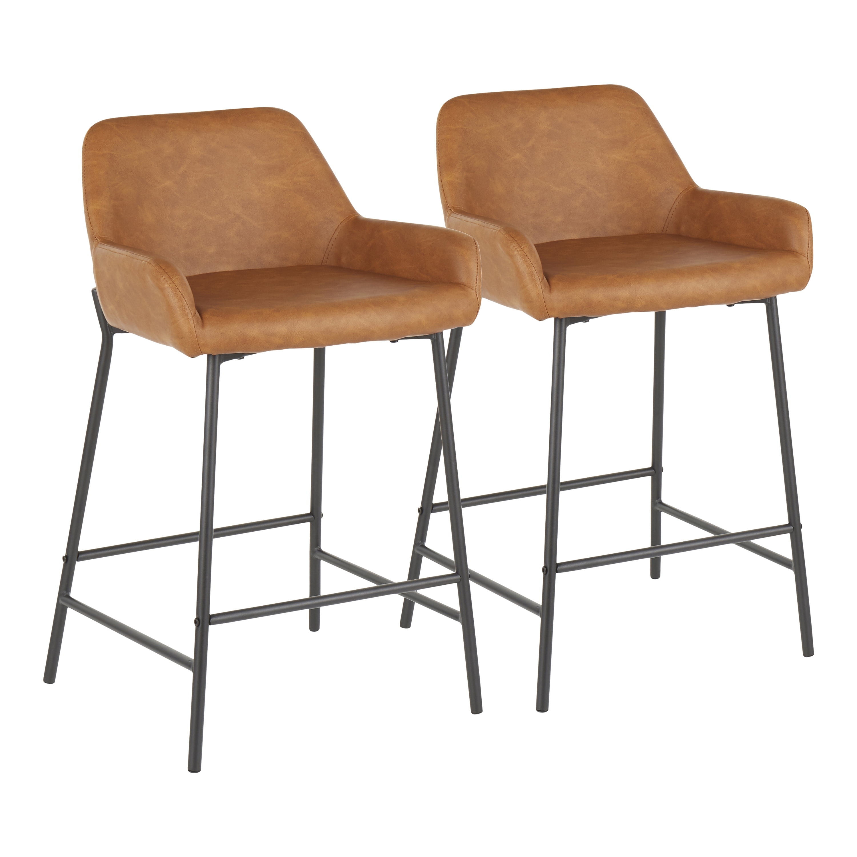 Daniella Industrial Counter Stools (Set of 2) - Black Metal & Camel ...