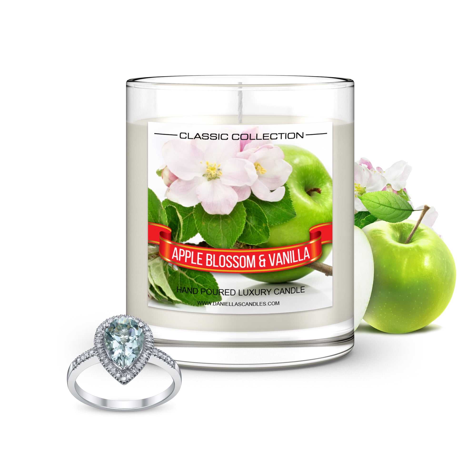 Daniella's Candles Apple Blossom and Vanilla Jewelry Candle with ...