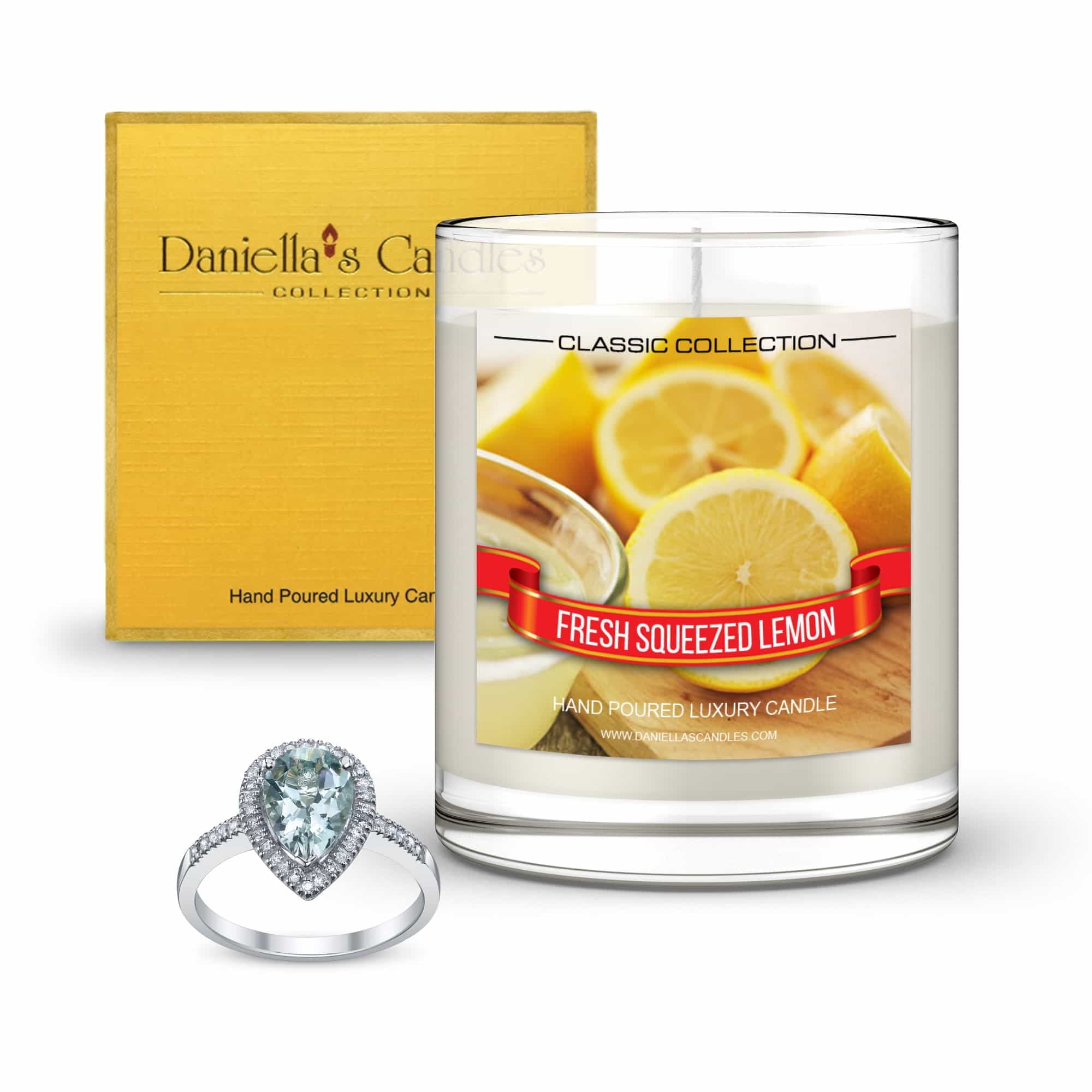 Daniella's Candles Fresh Squeezed Lemon Scented Jewelry Candle with 45 ...