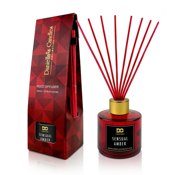 Daniella's Candles Sensual Amber Reed Diffuser Set Red 3.4oz/100mL ...