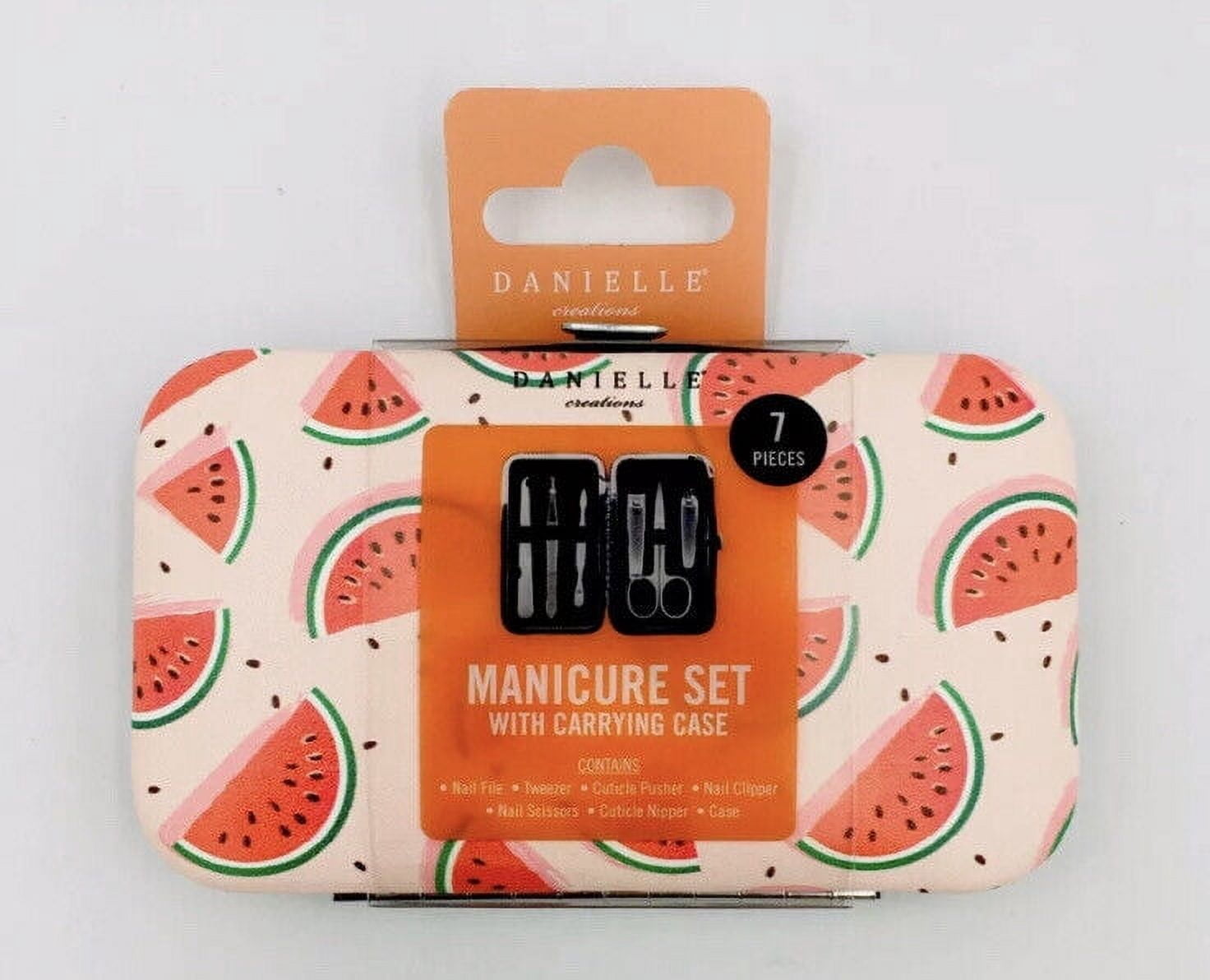 Danielle Creations 7-Piece Metal Manicure Set with Watermelon Carrying ...