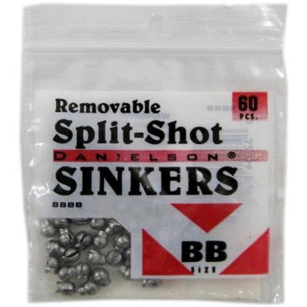 Danielson Removable Split Shot Sinker Size BB 60-Pack Reusable Fishing ...