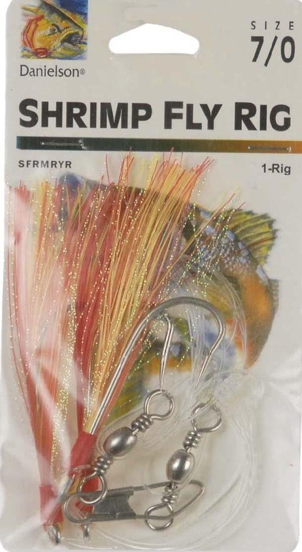 Danielson Rig Mono Shrimp Fly 2 Drop Red/Yellow/Red Head 7/0 - Walmart.com