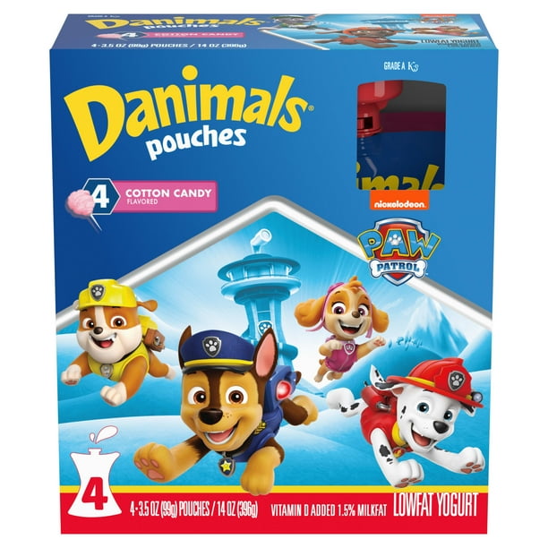 Danimals Pouches Cotton Candy Squeezable Low Fat Yogurt, 3.5 oz, 4 Ct ...