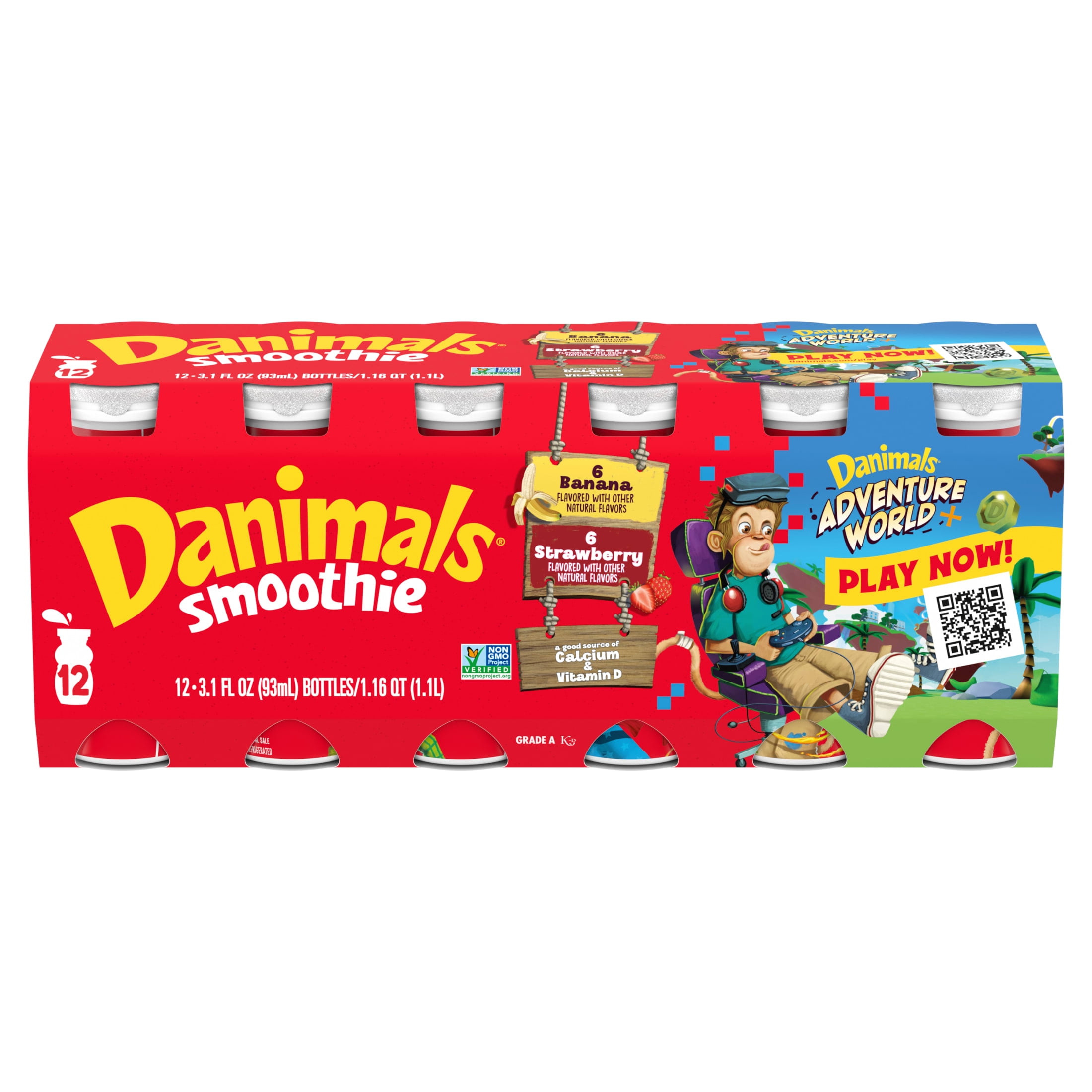 Danimals Smoothie Strawberry Explosion and Banana Split Dairy Drink, 3. ...