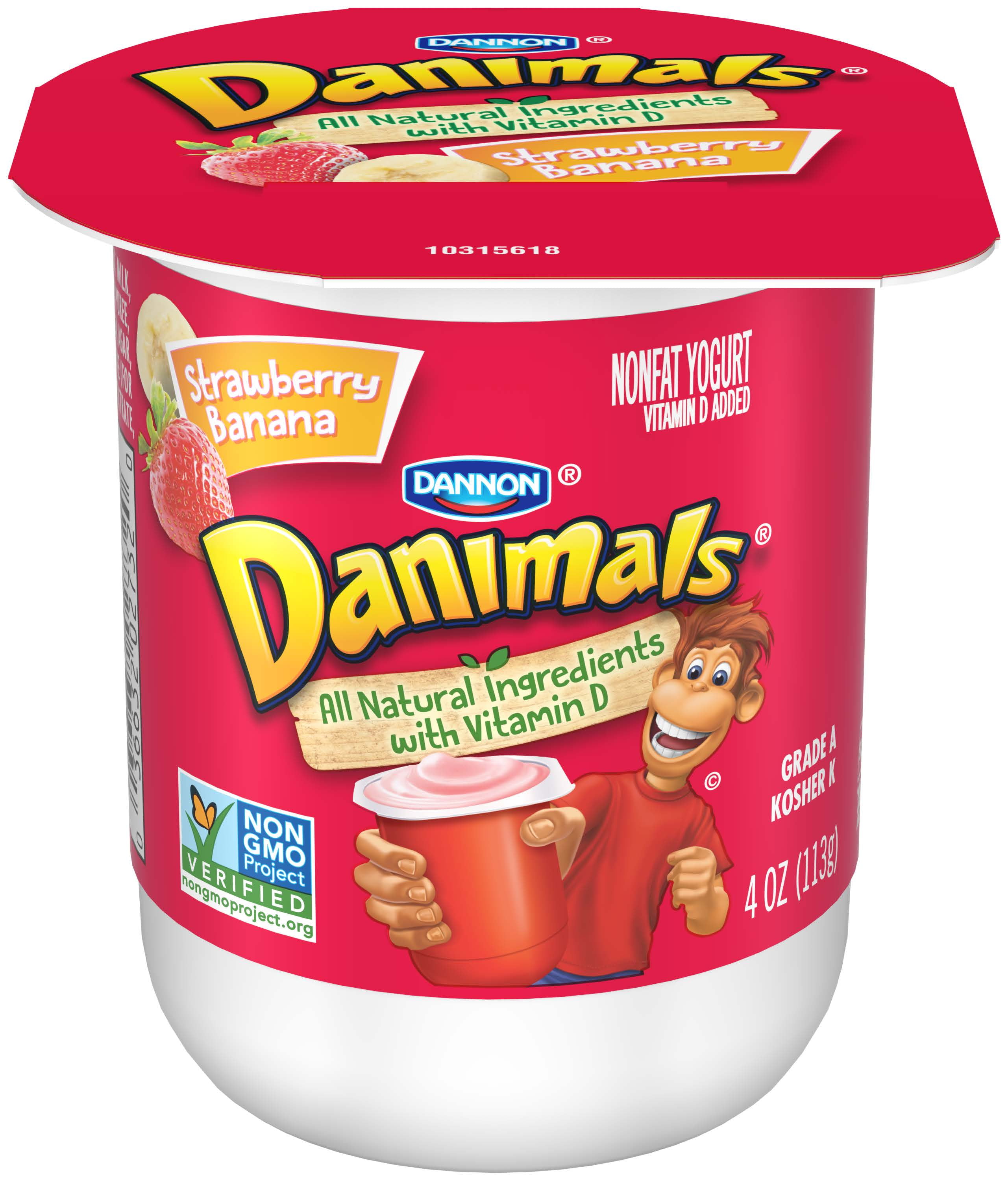 Danimals Strawberry Banana Nonfat Yogurt , 4 Ounce Cup -- 48 per case ...