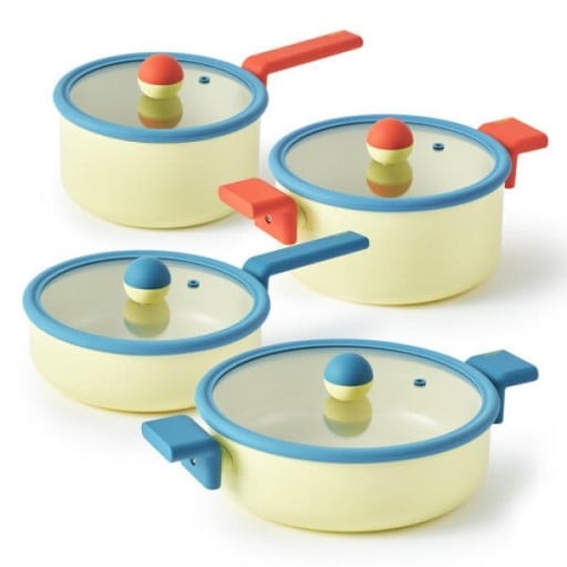 Danish 8-Pieces Forged Cookware Set with Lid, Kitchen Nonstick Ceramic ...