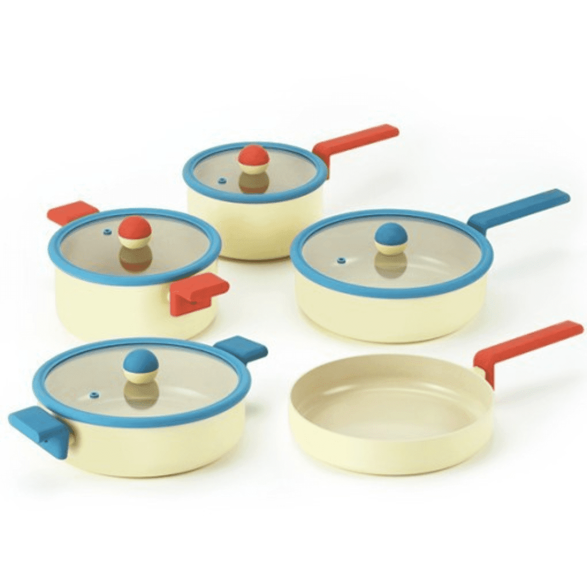 Danish 9-Pieces Forged Cookware Set with Lid, Kitchen Nonstick Ceramic ...