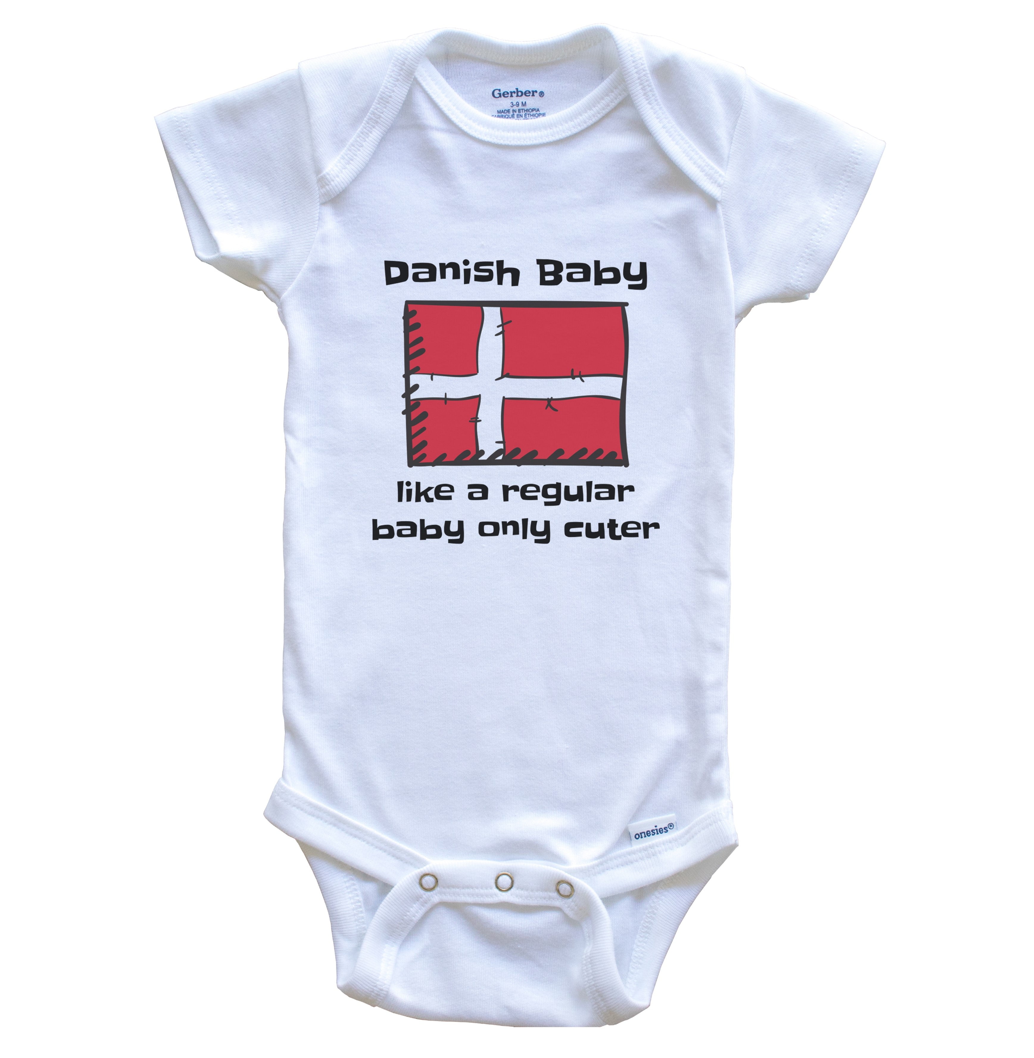 Danish Baby Like a Regular Baby Only Cuter Funny Denmark Flag Baby ...