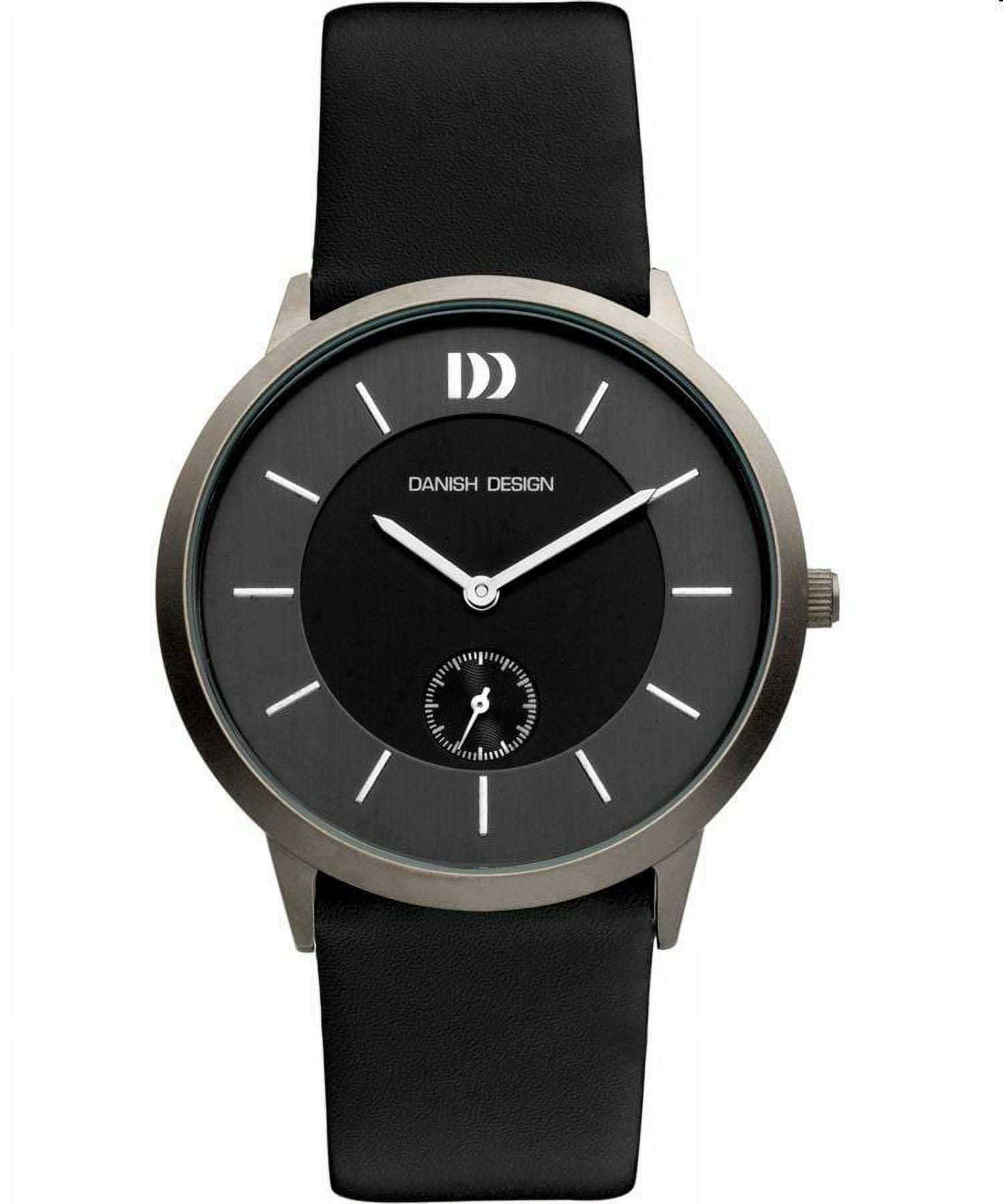 Danish Design IQ12Q958 Black/Gray Dial Titanium Leather Quartz Men's ...