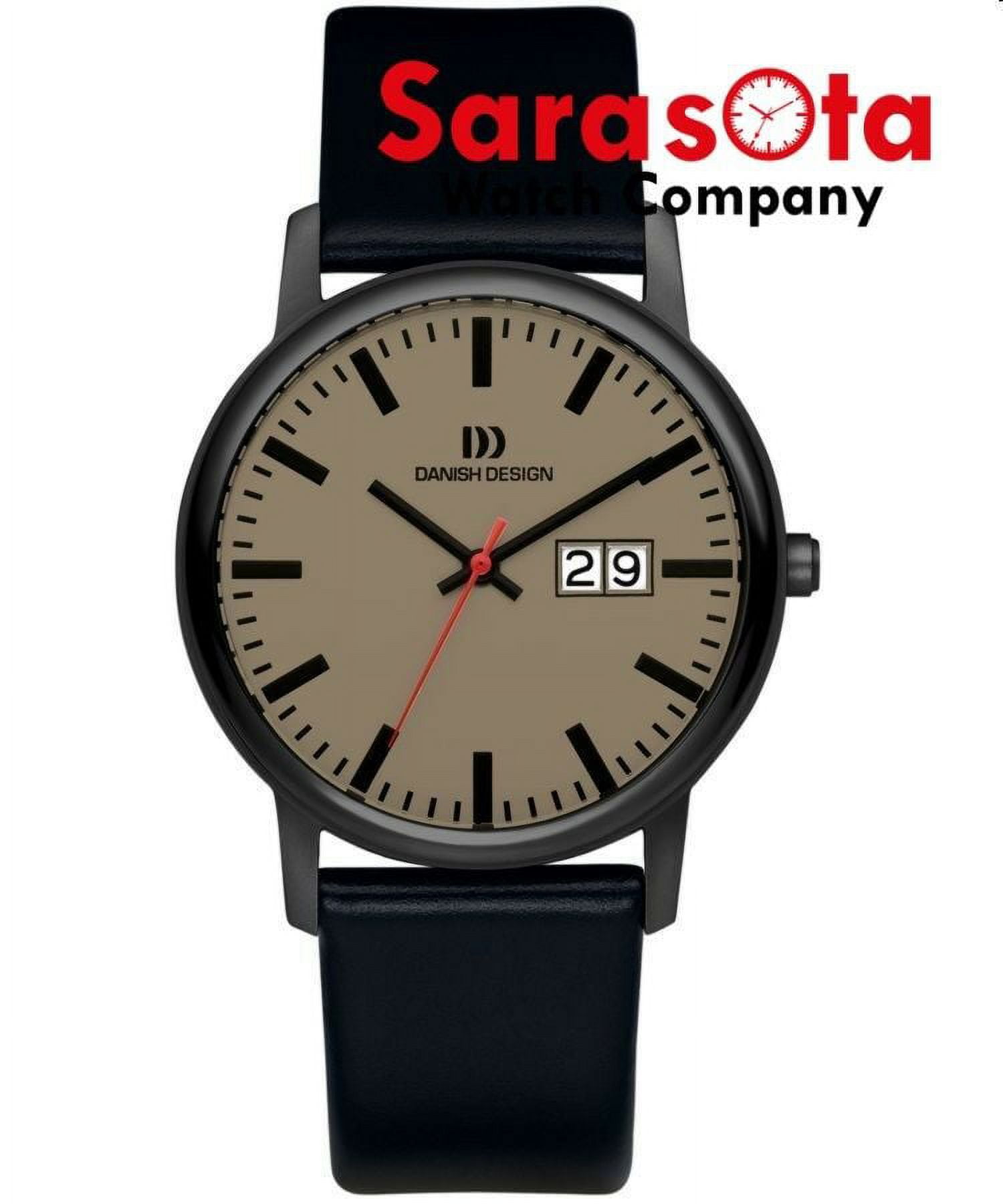 Danish Design IQ14Q974 Brown Dial Titanium Black Leather Quartz Men's ...