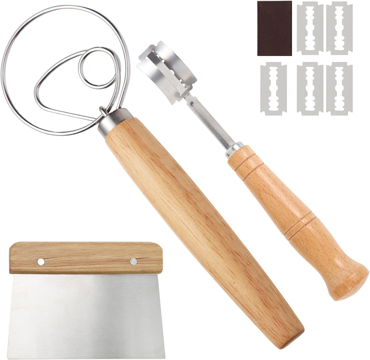 Danish Dough Whisk - Bench Scraper - Bread Lame Sourdough Scoring Tool ...