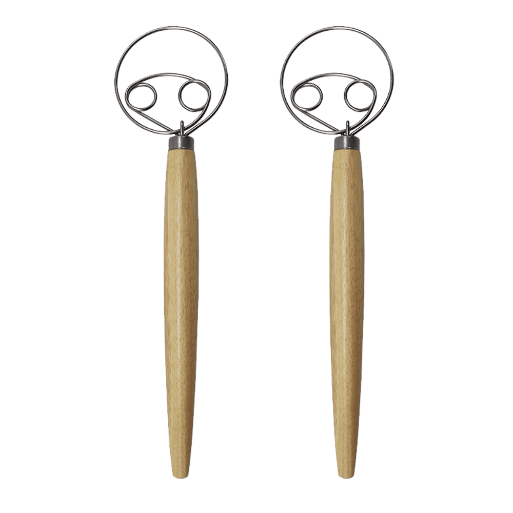 Danish Dough Whisk Dutch Bread Whisk Hook Wooden Hand Mixer Bread ...