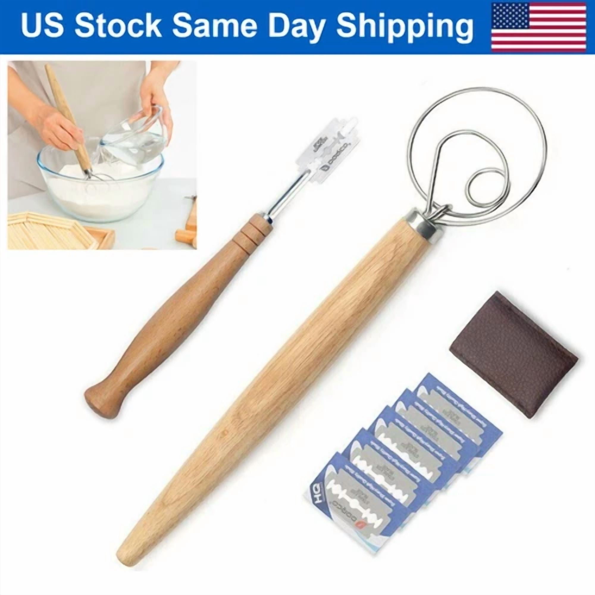 Danish Dough Whisk Set - Stainless Steel Bread Lame Tool For Baking ...