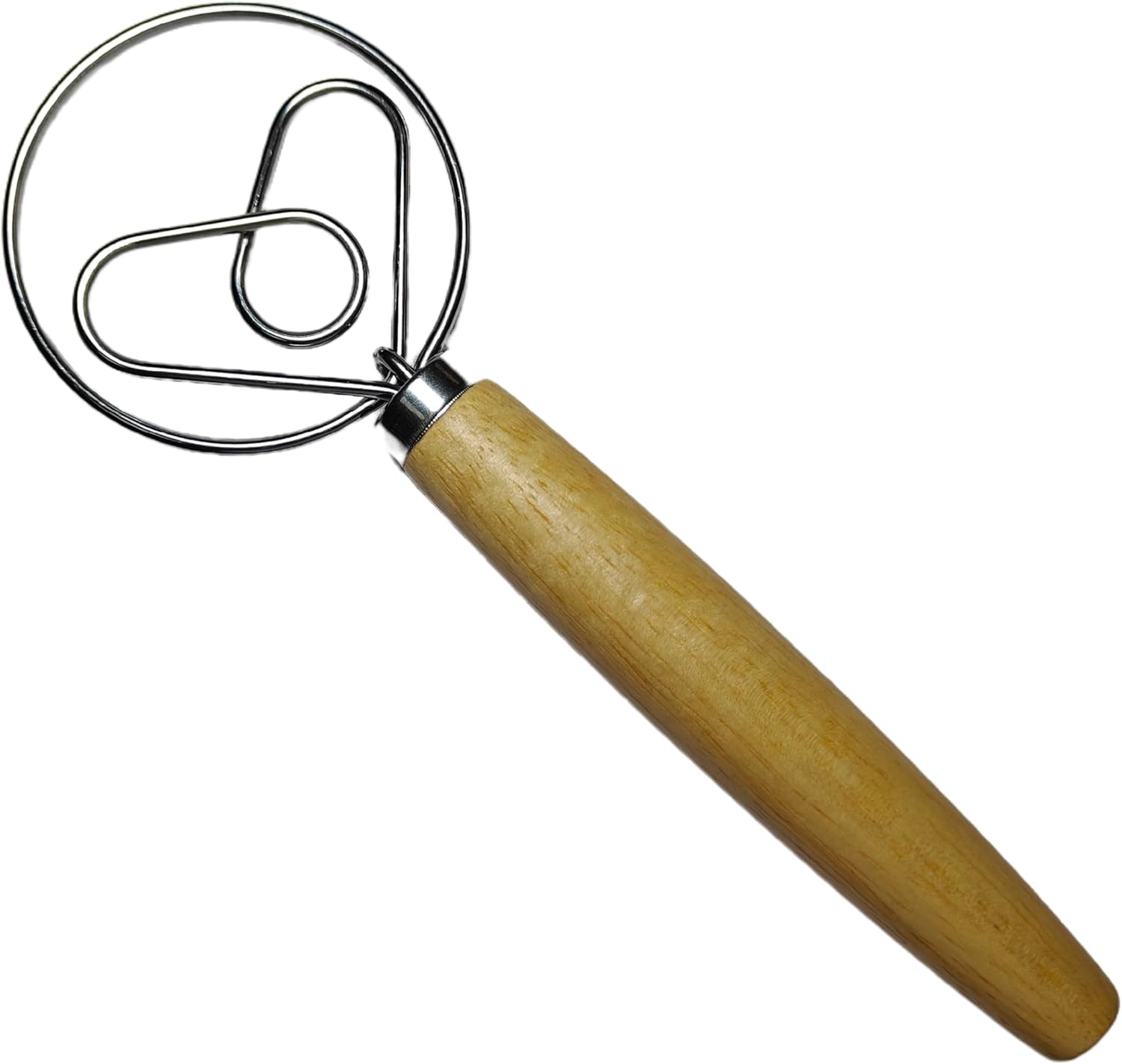 Danish Dough Whisk- Stainless Steel Bread Mixer with Wooden Handle ...