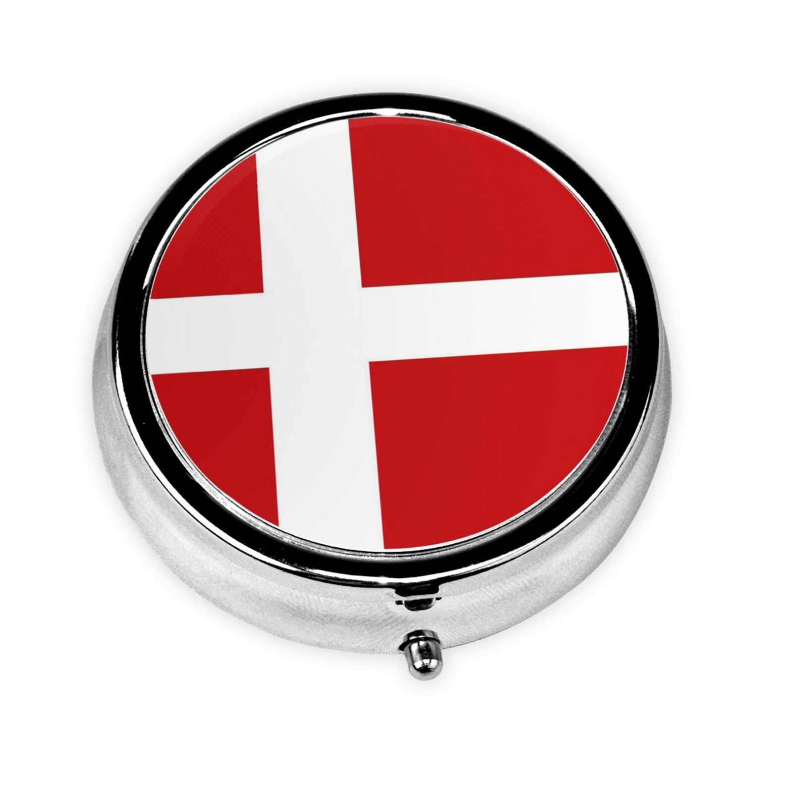 Danish Flag Round Portable Pill Box Organizer Vitamin Containers ...