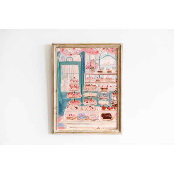 Danish Pastel Bakery Art Print Pink Kitchen Cafe Wall Decor 8x12 ...