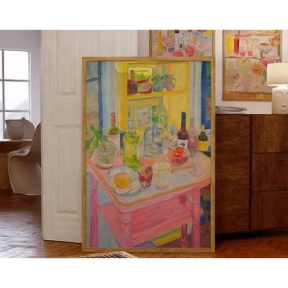 Danish Pastel Bar Cart Poster Kitchen & Dining Room Wall Art , Poster ...