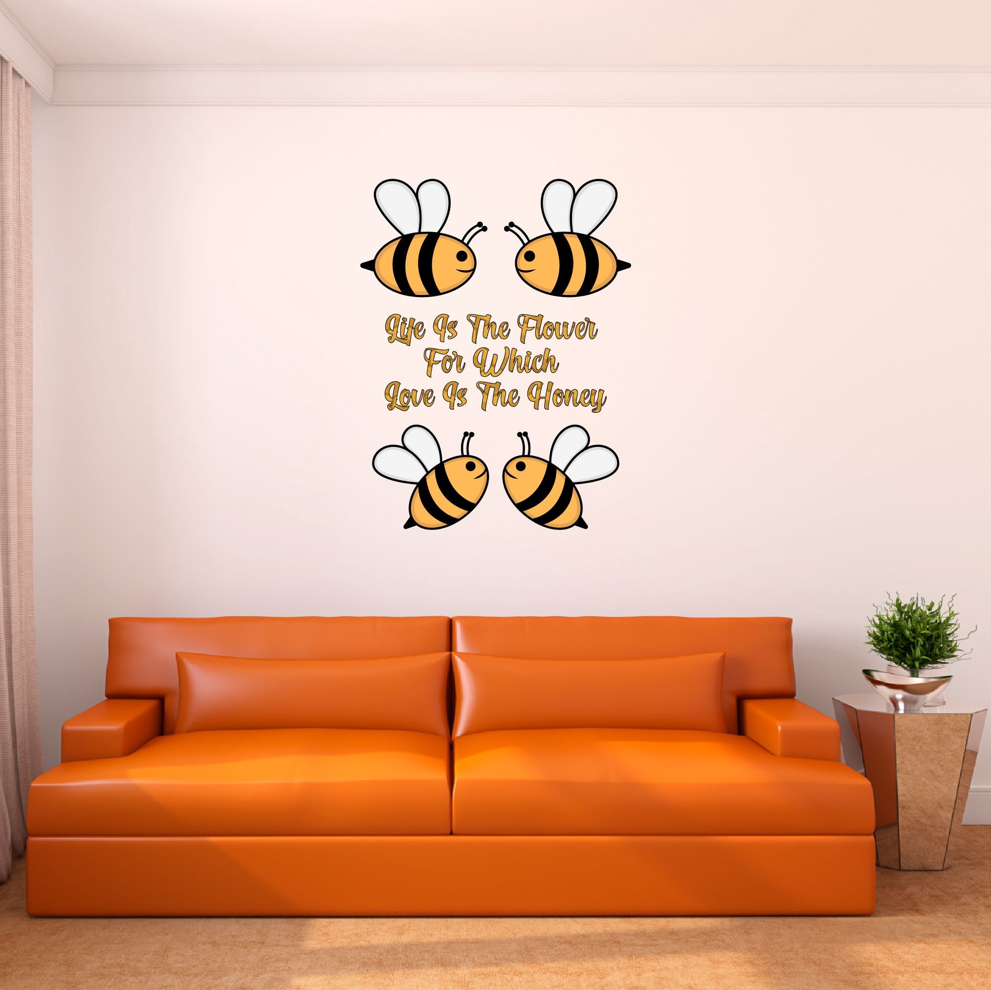 Danish Pastel Wall Decal Cute Pairs of Bees in Doodle Style Bedroom ...