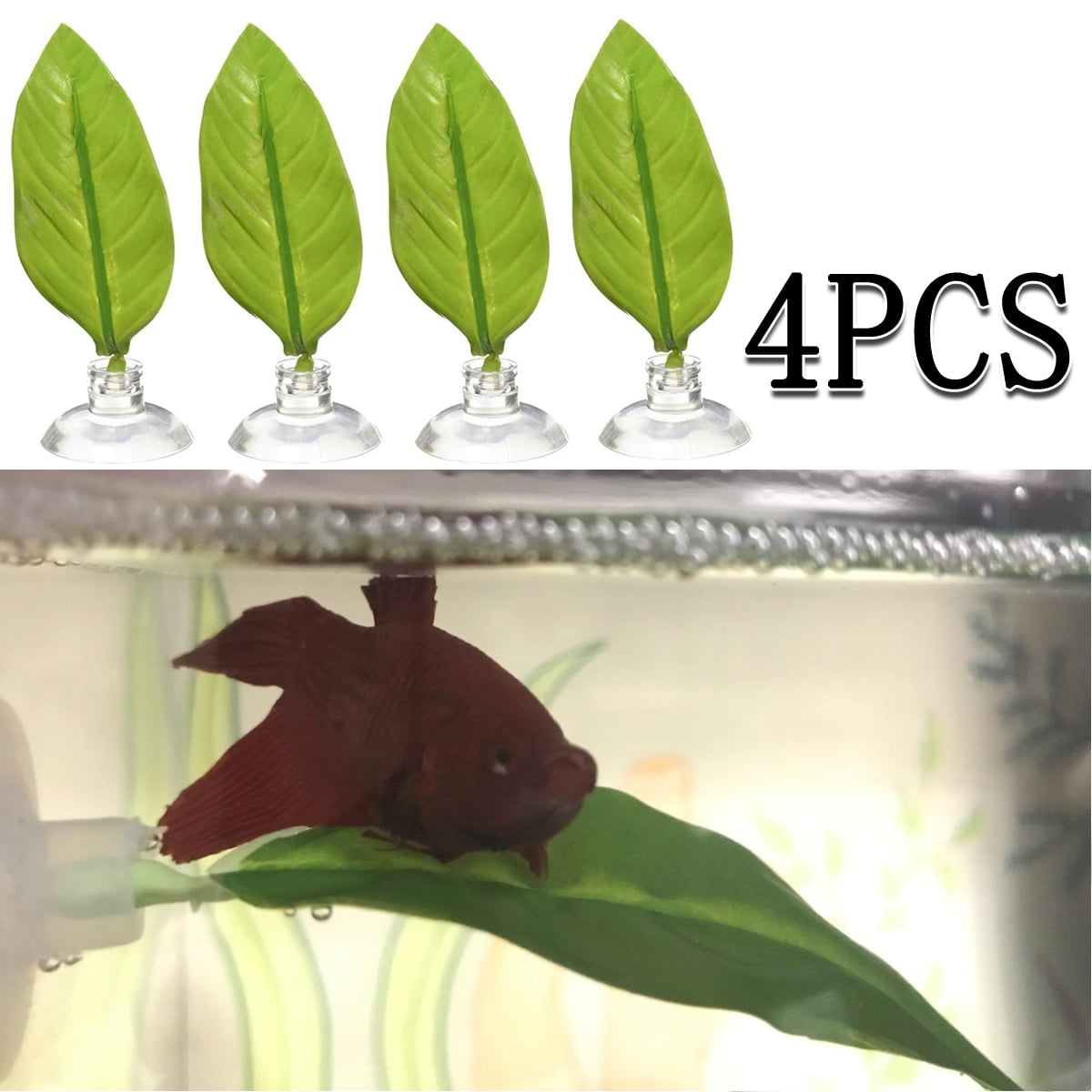 Danlai-4 Pcs Betta Fish Leaf Pad Home Decoration Betta Fish hammock ...