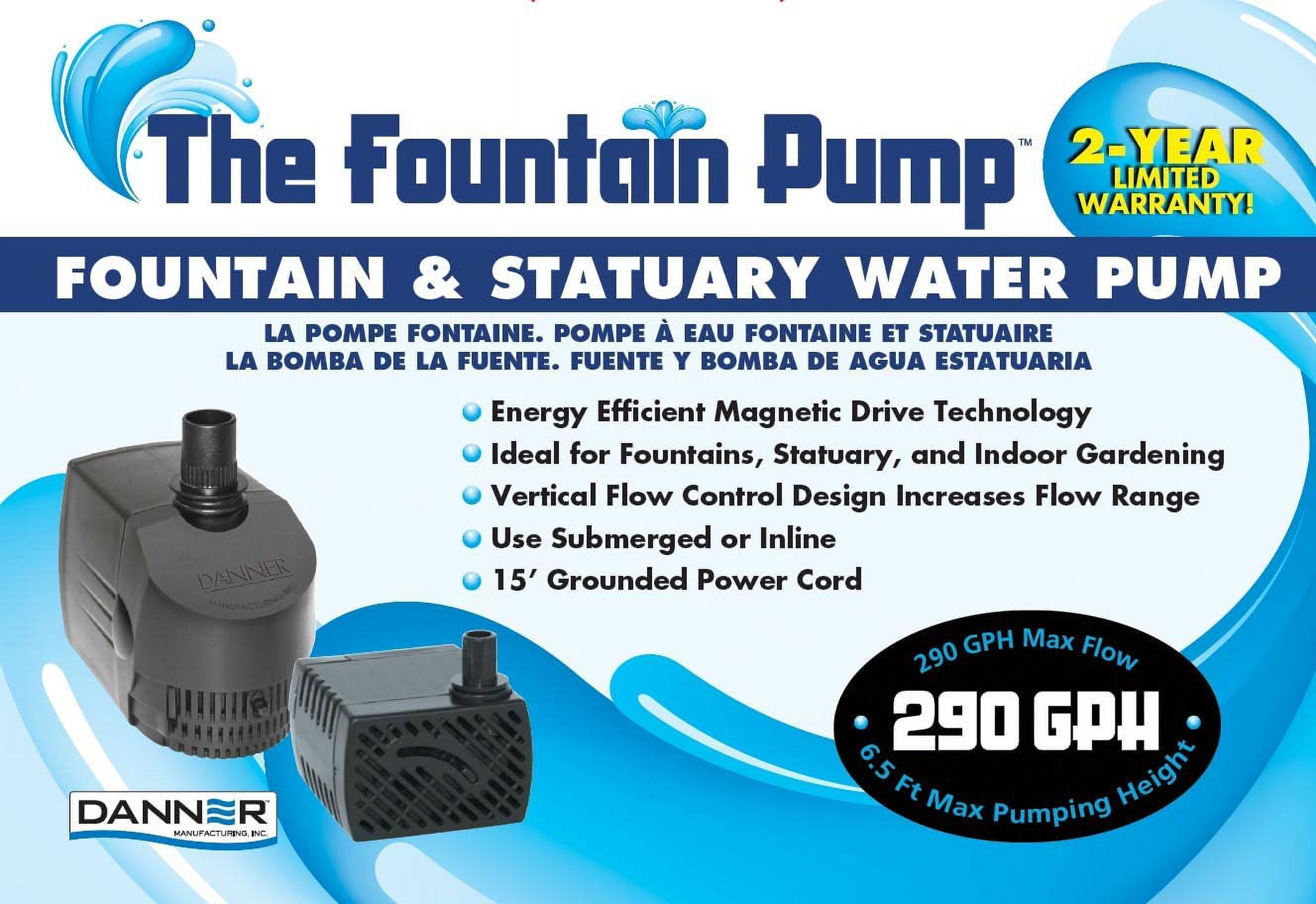 Free Shipping! Danner Plastic 290 gph Fountain Pump - Walmart.com ...