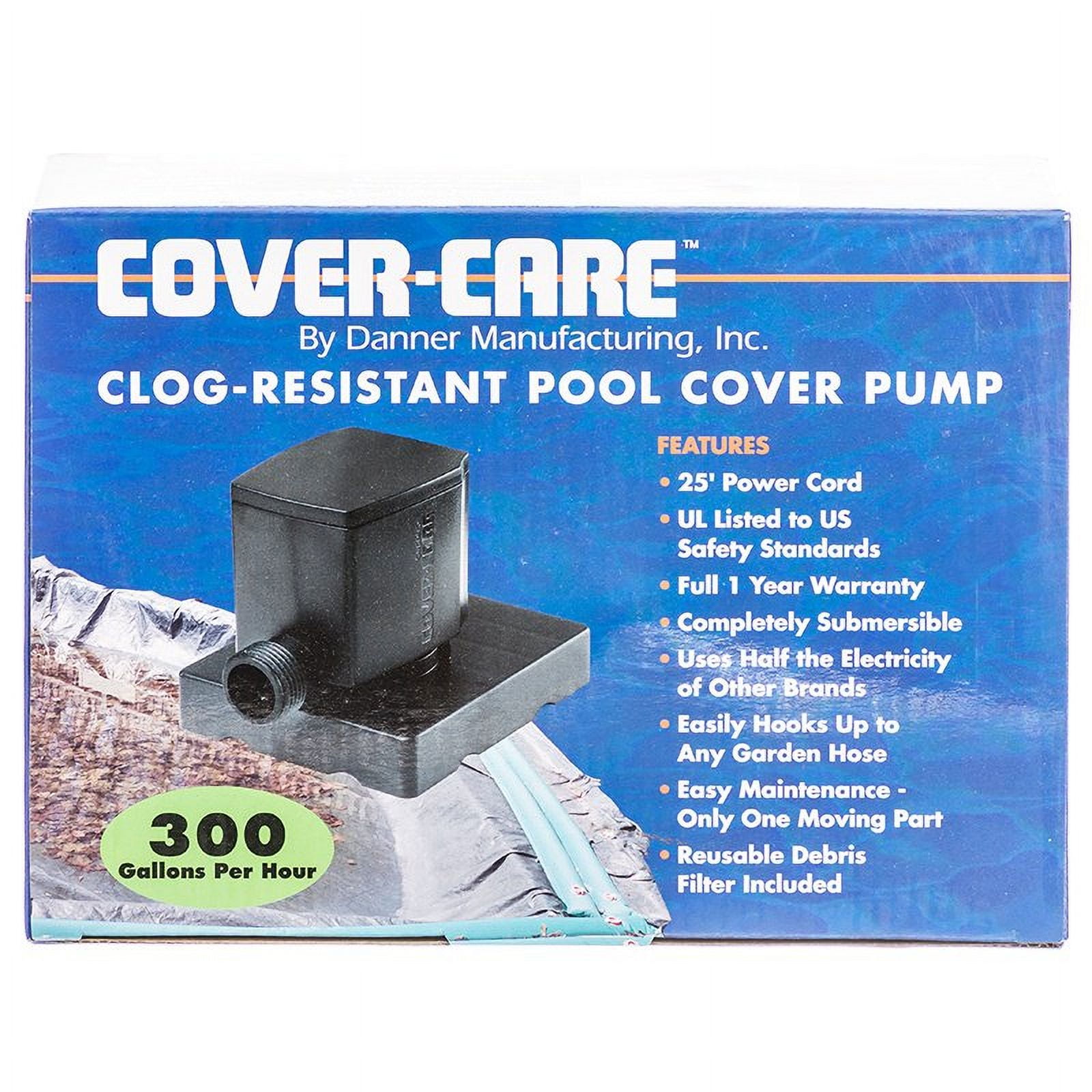 Danner Cover-Care Clog -Resistant Pool Cover Pump, 300 GPH with 25 ...
