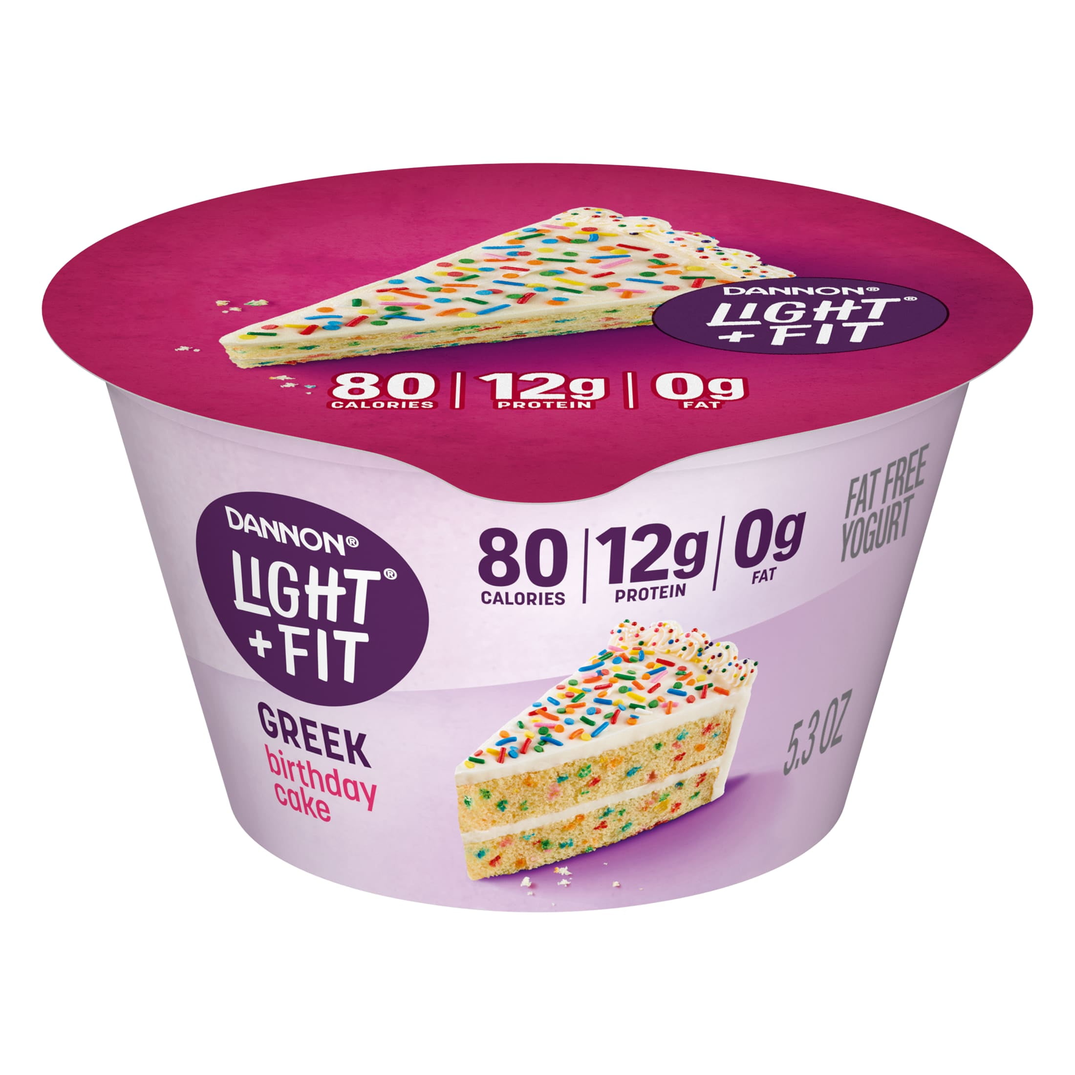 Light + Fit Birthday Cake Greek Fat Free Yogurt Cup, 5.3 oz - Walmart.com
