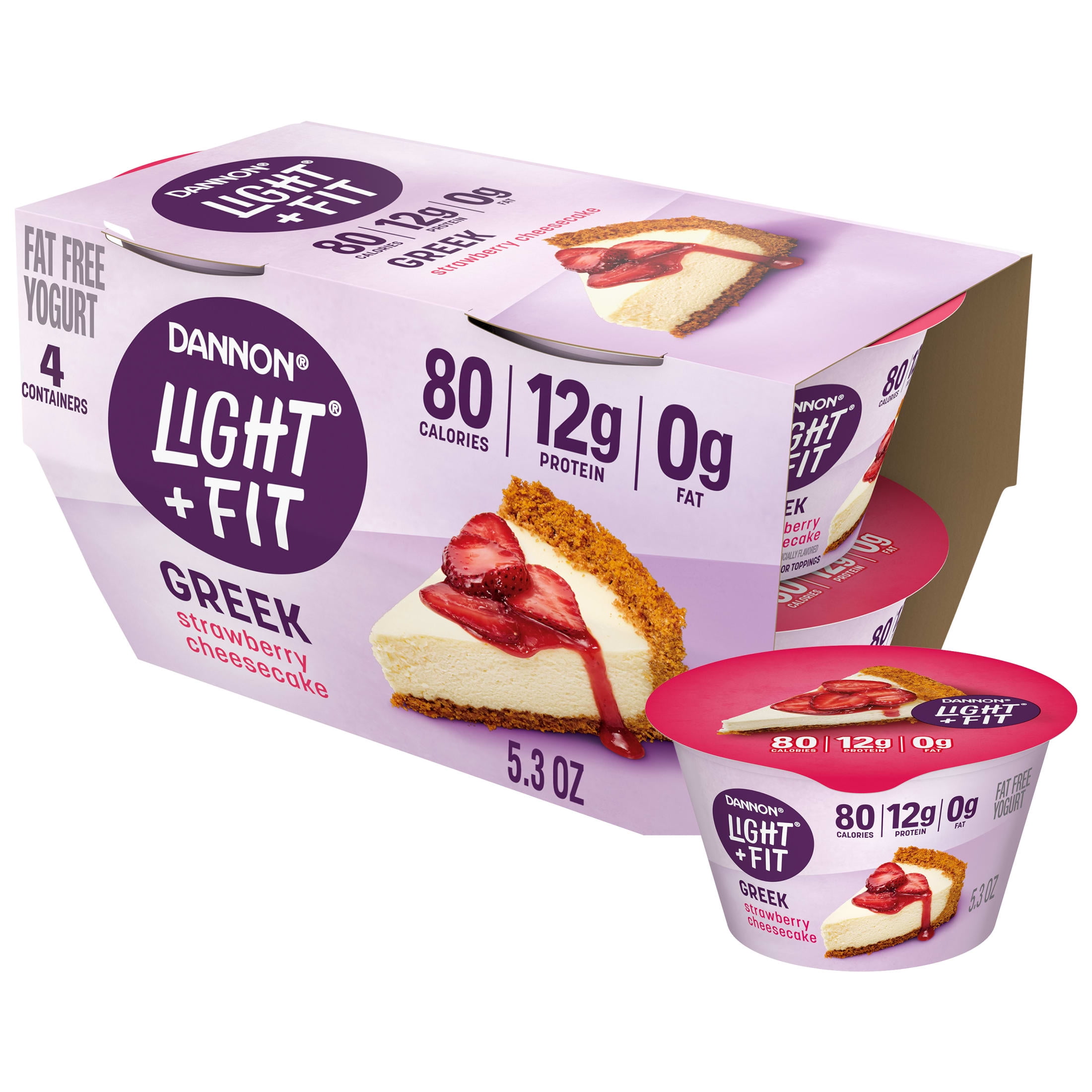 Light & Fit Greek Yogurt Pack, Strawberry Cheesecake Flavored, 5.3 oz ...