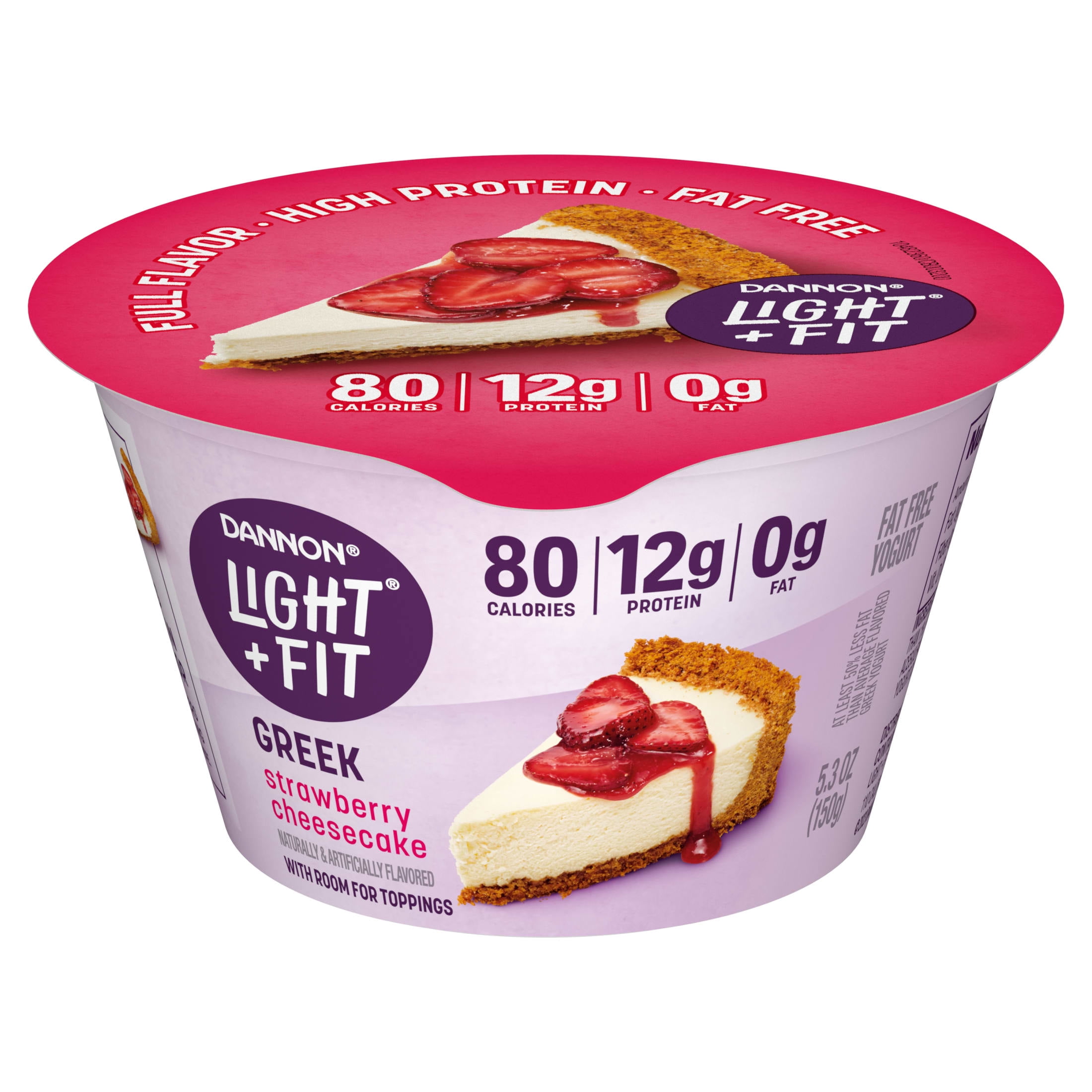 Dannon Light + Fit Strawberry Cheesecake Greek Fat Free Yogurt Cup, 5.3 ...