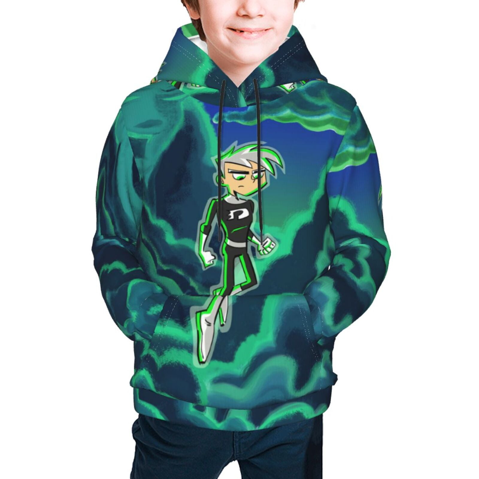 Danny Phantom Boys Girls Unisex Hoodie Novelty Pattern Hooded Pullover Sweatshirt with Pocket ...