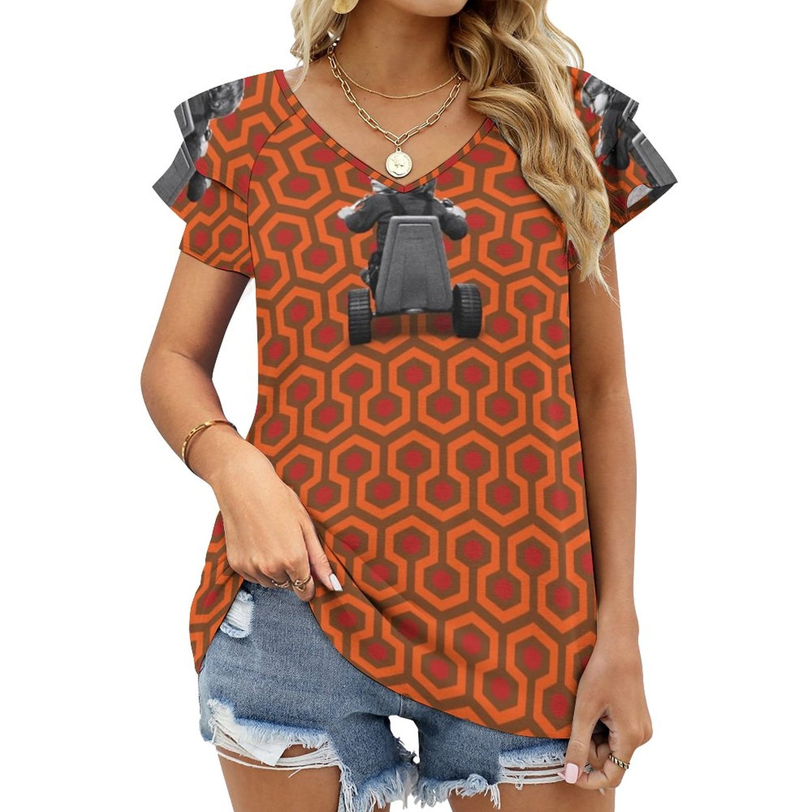 Danny'S Journey Lotus Leaf Neck T-Shirt Long Sleeve T-Shirts For Women ...