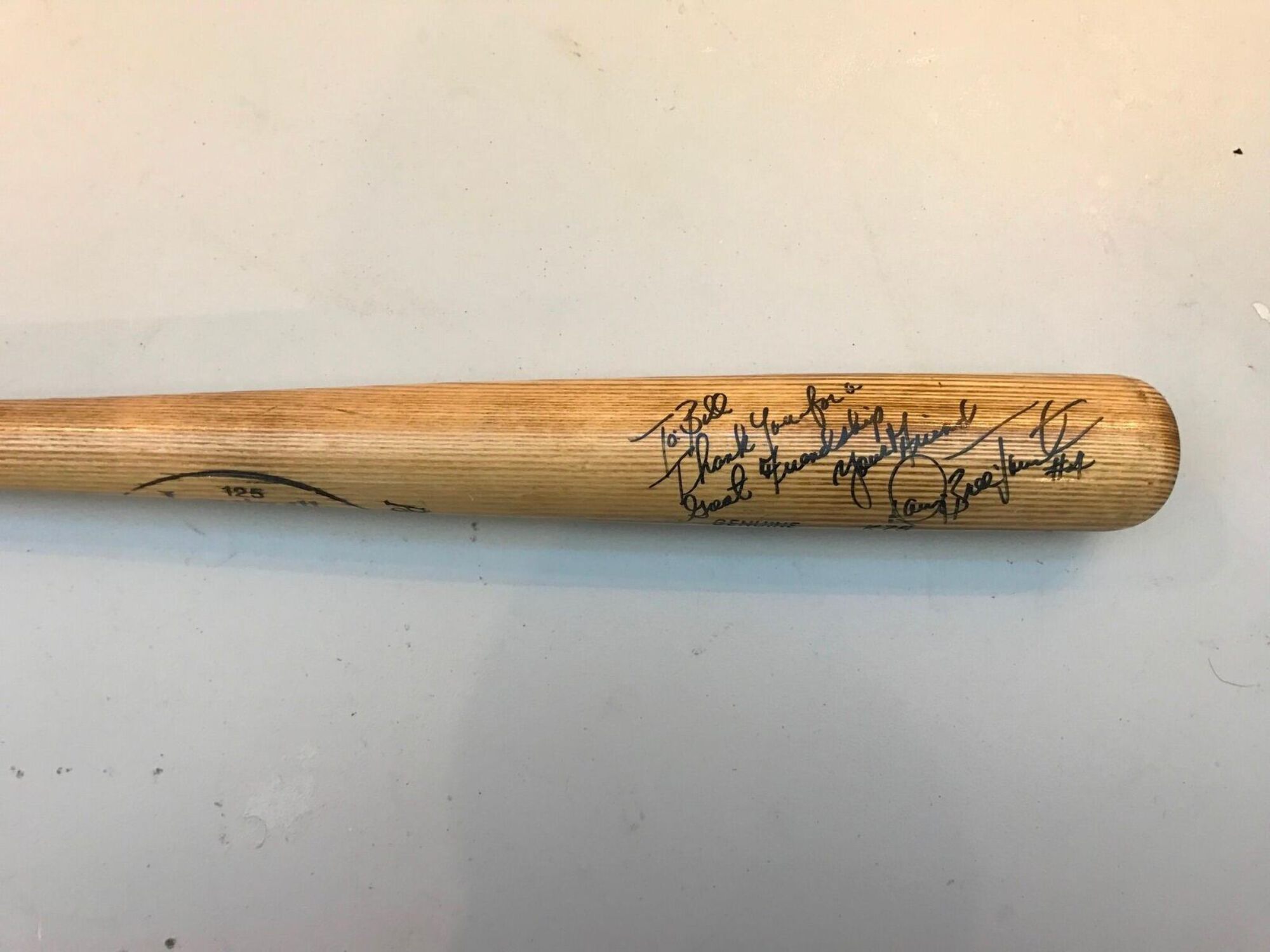 Danny " The Bull" Tartabull 1980's Signed Inscribed Game Used Bat ...