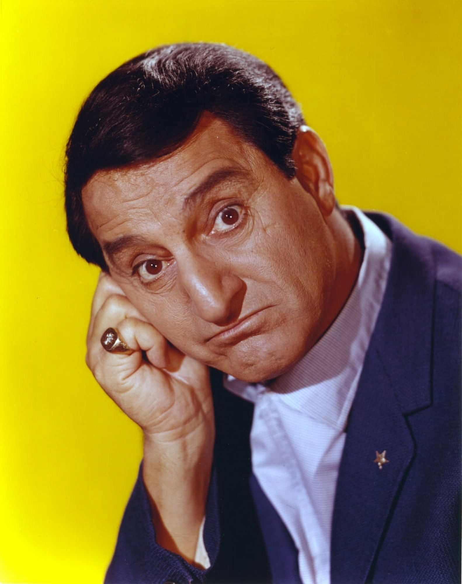 Danny Thomas Posed in Black Coat in Yellow Background Photo Print (24 x ...