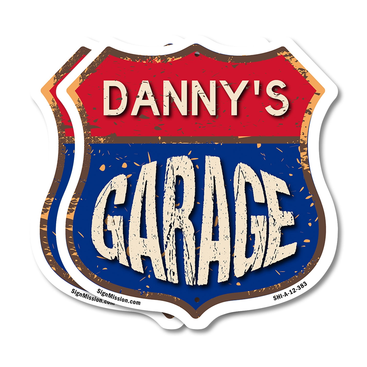 Danny's Garage (2 Pack) 12 inch X 12 inch Shield Shaped Commercial ...