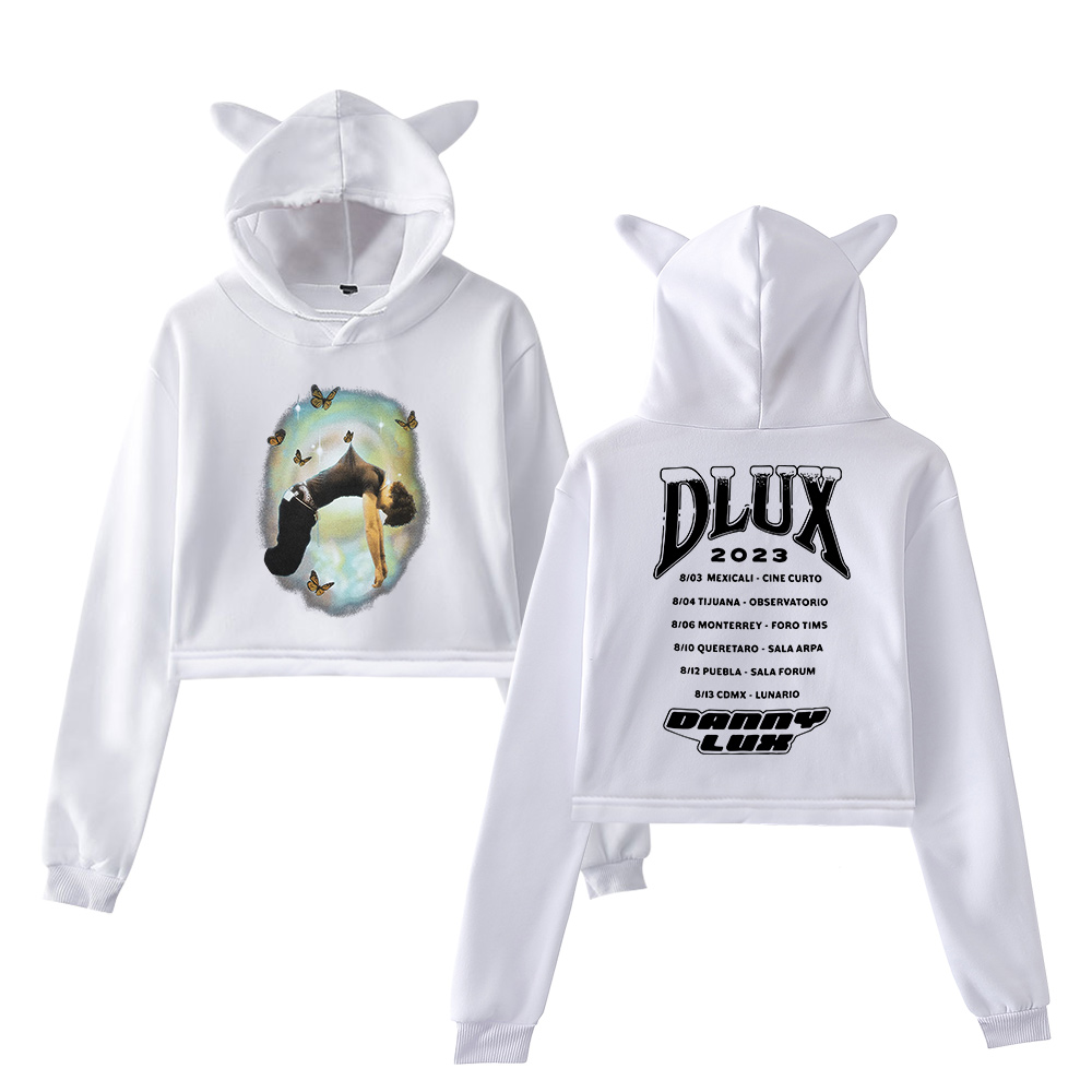 DannyLux Merch Danny Lux Butterfly Girl's Cute Cat Ear Cropped Pullover ...