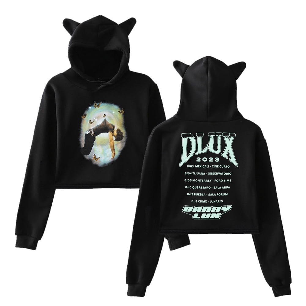 DannyLux Merch Danny Lux Butterfly Girl's Cute Cat Ear Cropped Pullover ...