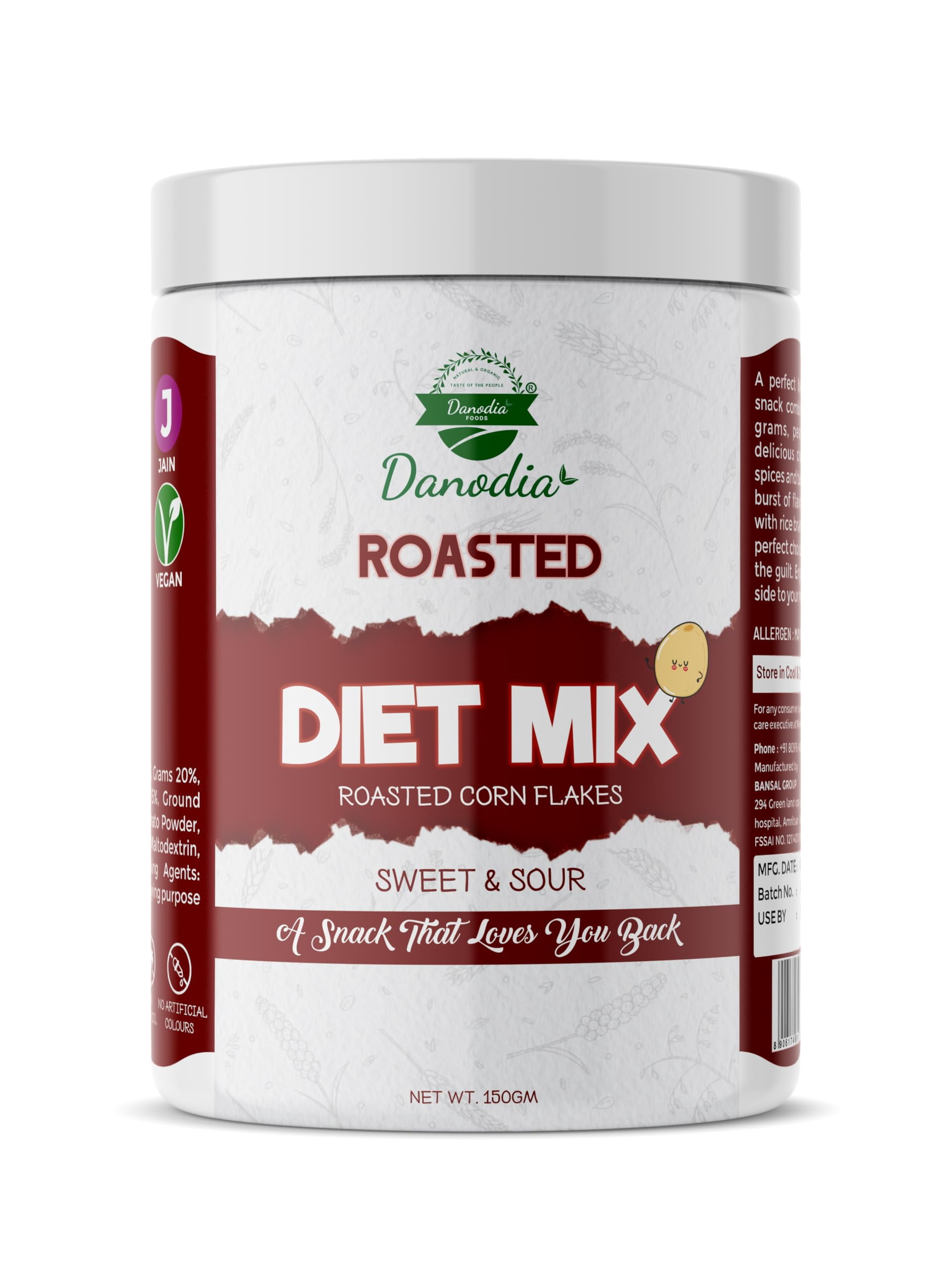 Danodia Foods Diet Mix MZF22 Roasted Corn Flakes, Sweet and Sour Indian ...