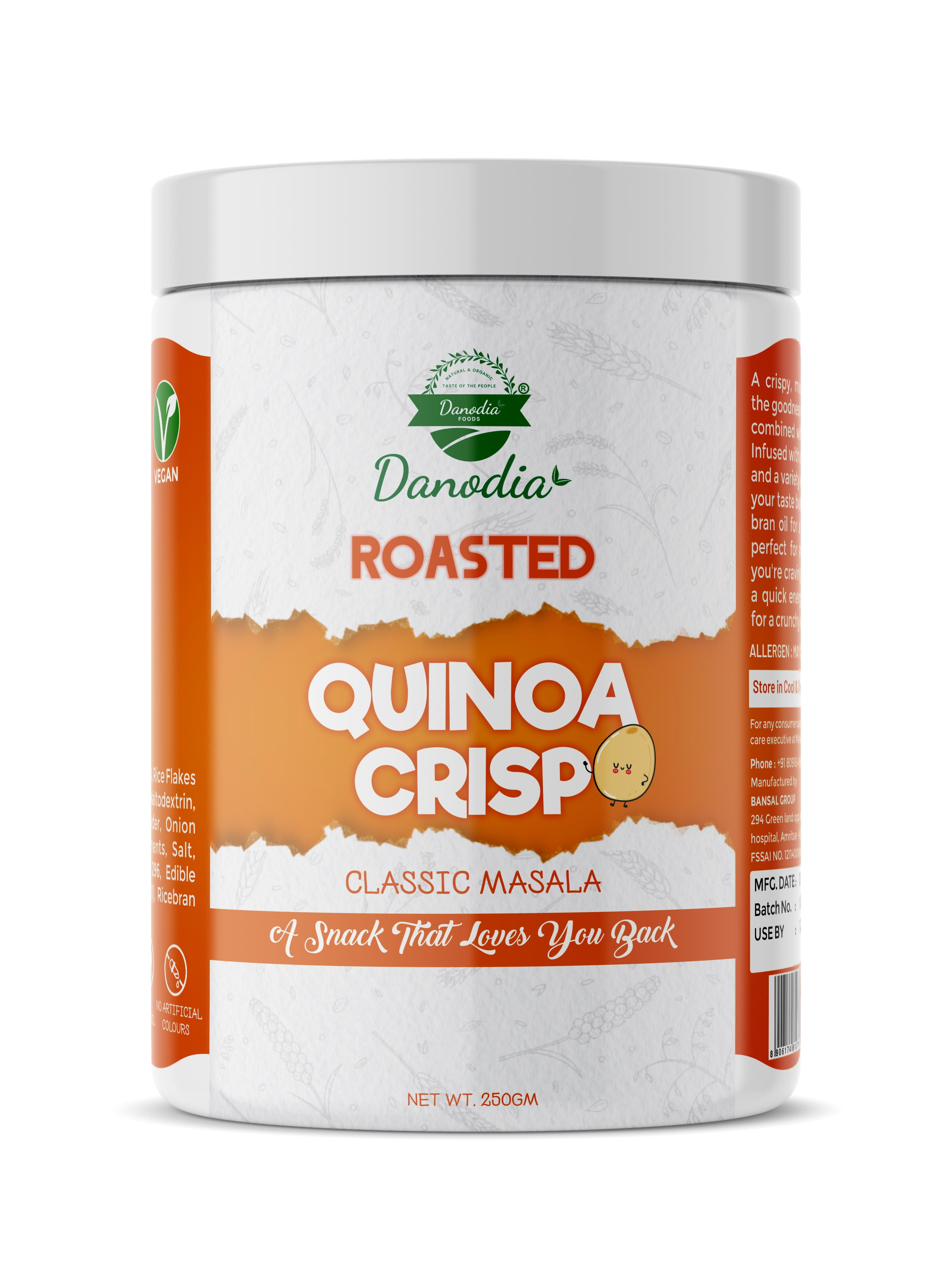 Danodia Foods Organic Quinoa Crisps, Classic Indian Masala, 8.8 oz ...