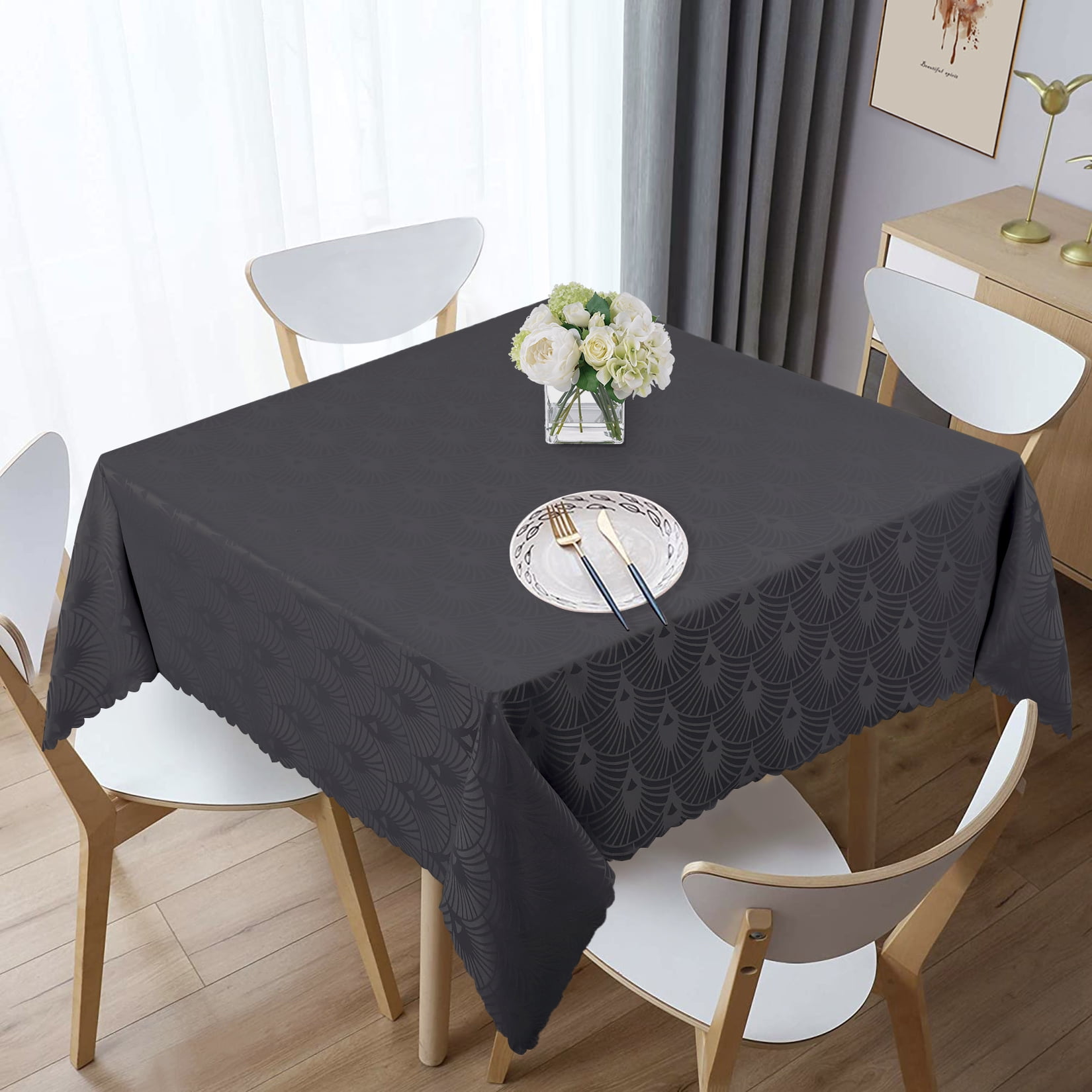Danolaps Solid Flower Jacquard Table Cloth,Oil-Resistant,Spill ...