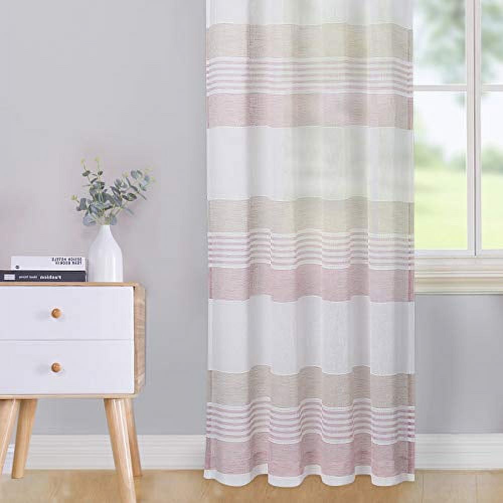 Danolaps Striped Sheer Window Curtains Splicing Stripe Voile Grommet ...