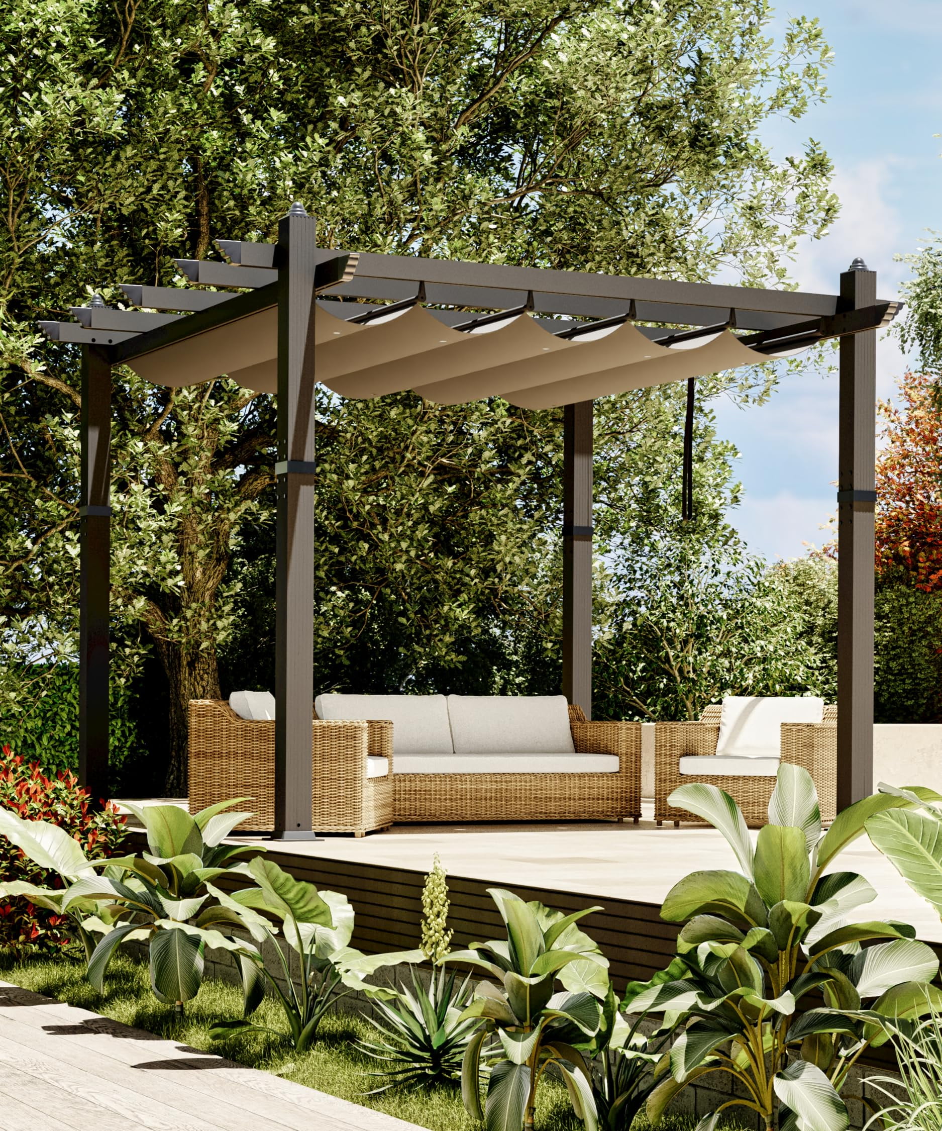 Danolapsi 10'X 10' Aluminum Pergola with Adjustable Pergola Canopy ...