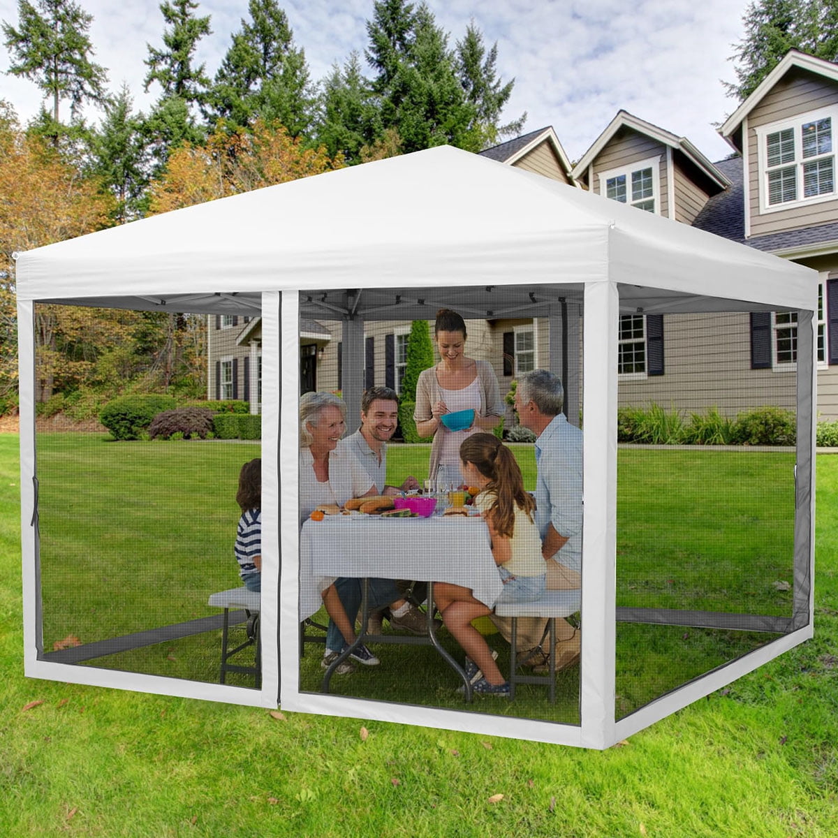 Danolapsi 10 x 10 FT Pop Up Canopy, 3 Height Adjustable Instant Canopy ...